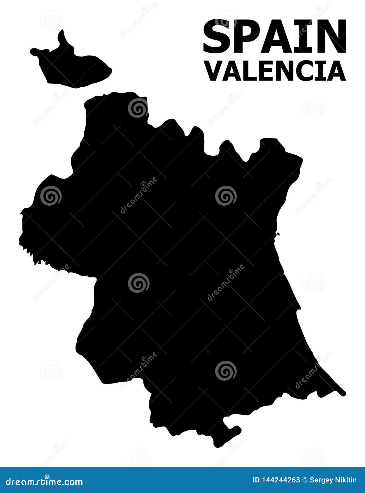 Vector Flat Map of Valencia Province with Name Stock Vector ...