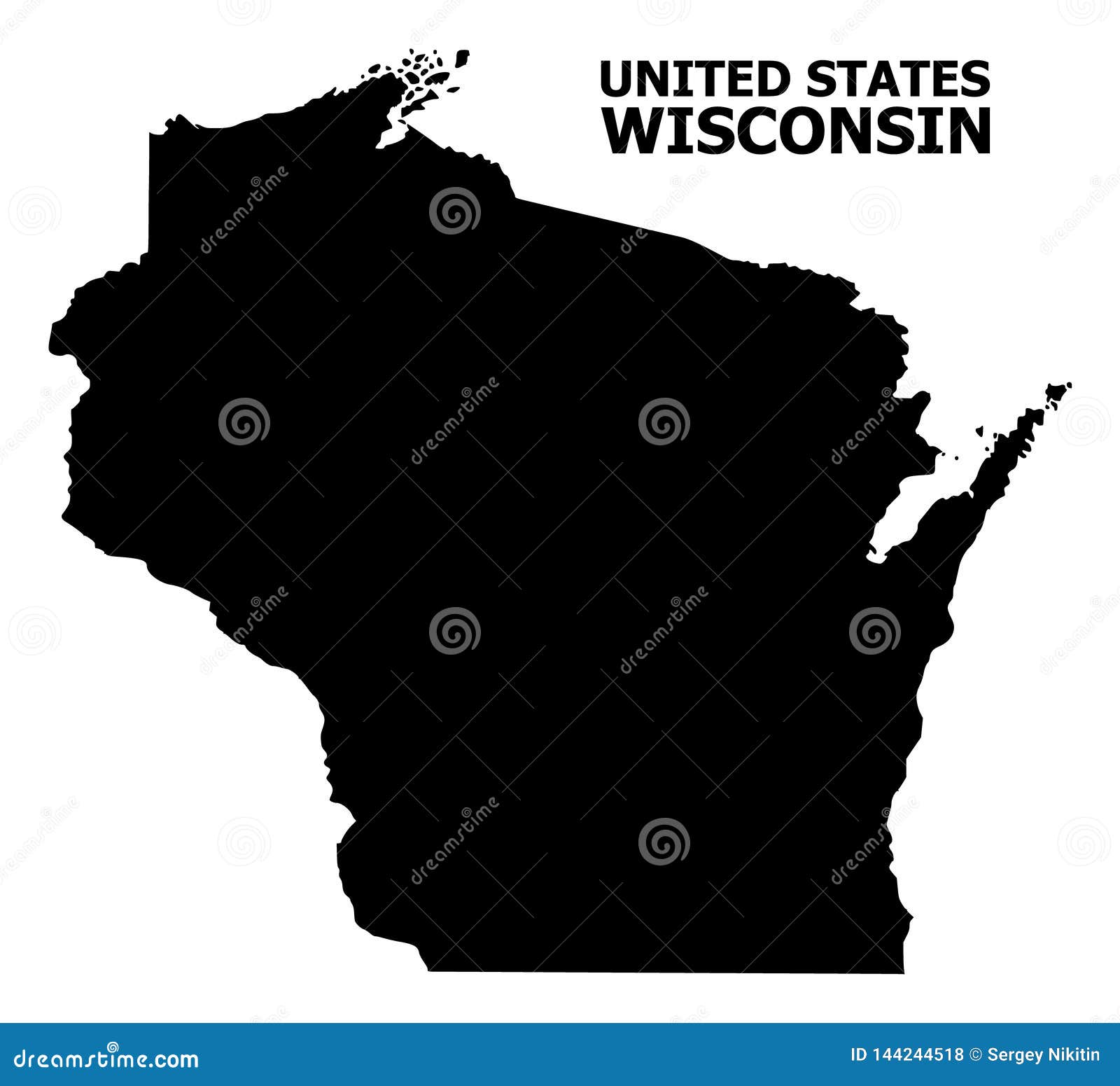 Vector Flat Map of Wisconsin State with Caption Stock Vector ...