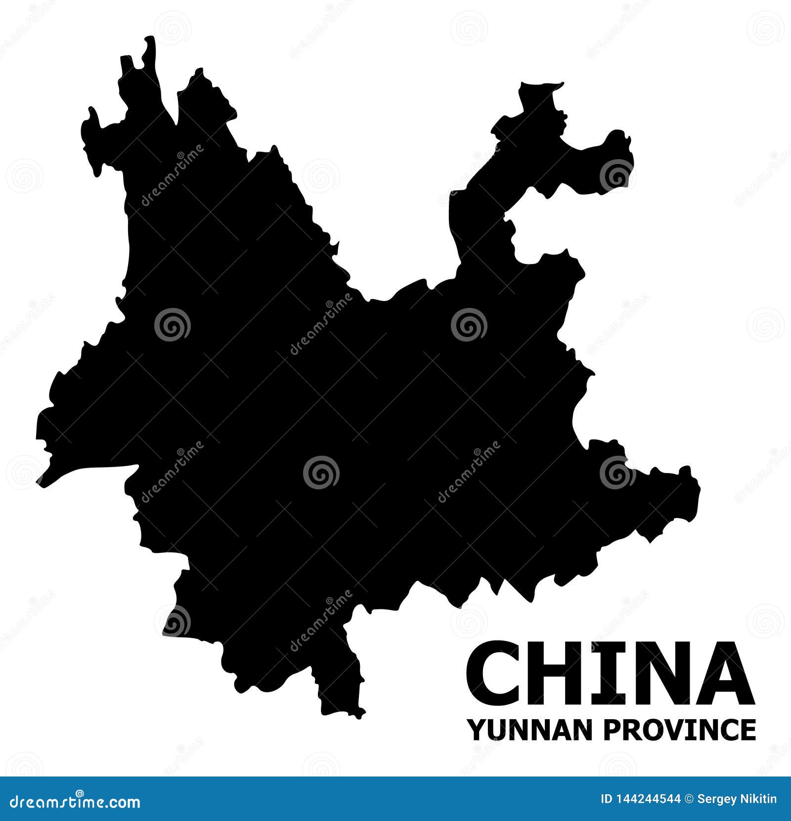 Vector Flat Map of Yunnan Province with Name Stock Vector ...