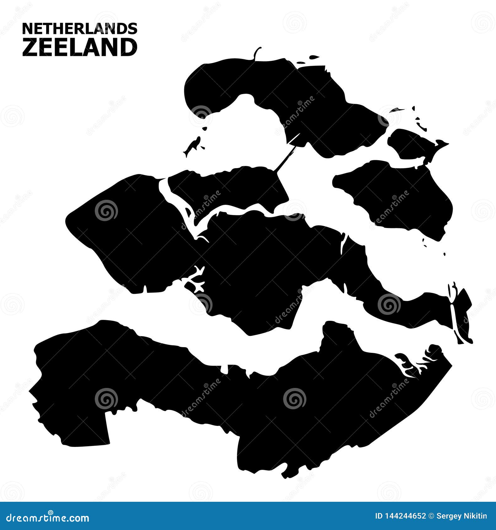 Vector Flat Map of Zeeland Province with Name Stock Vector ...