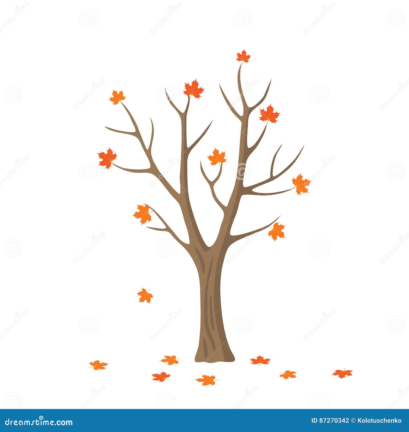 Vector flat maple tree stock vector. Illustration of fall - 87270342