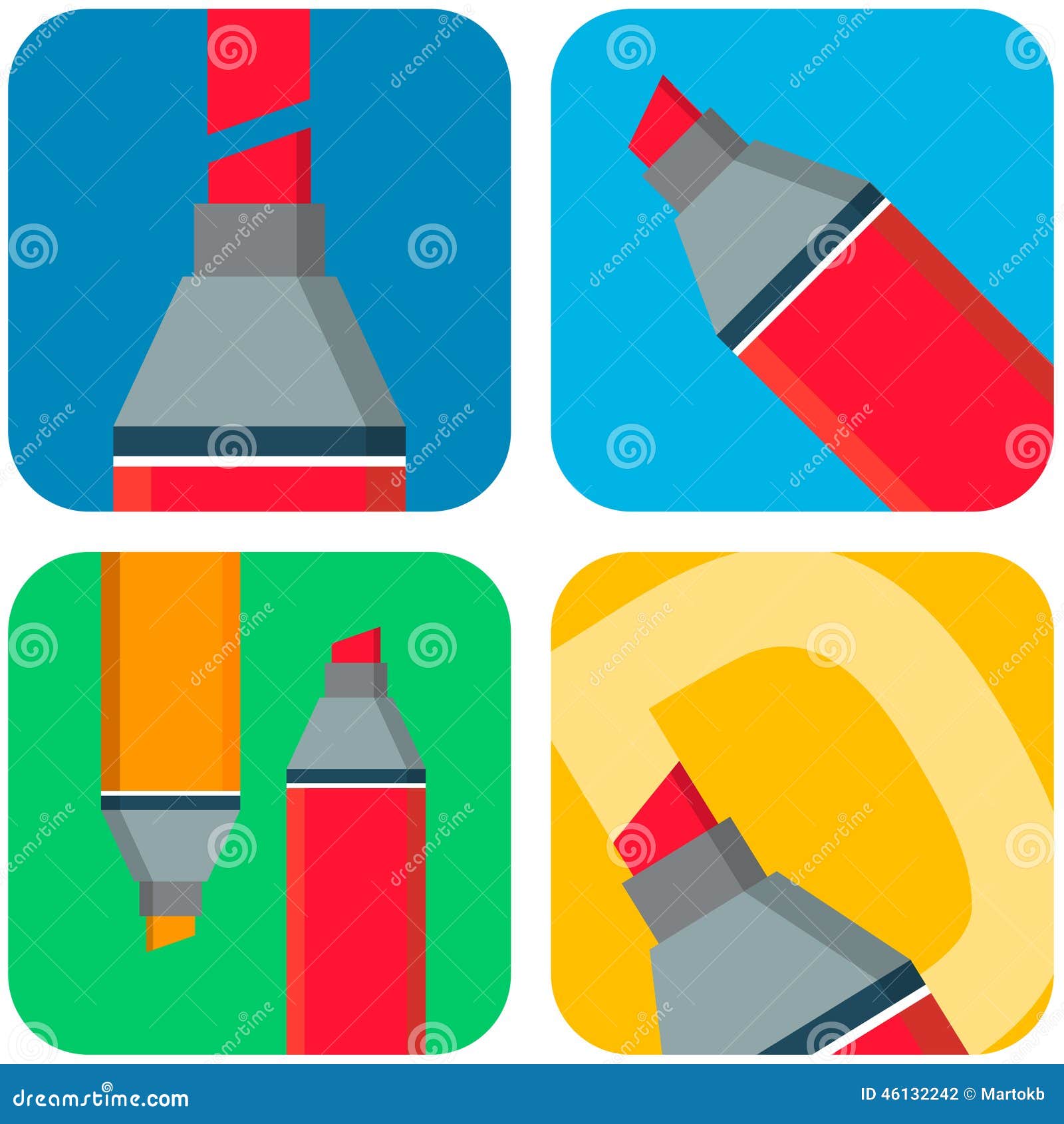 Vector flat marker icon stock vector. Illustration of brush - 46132242