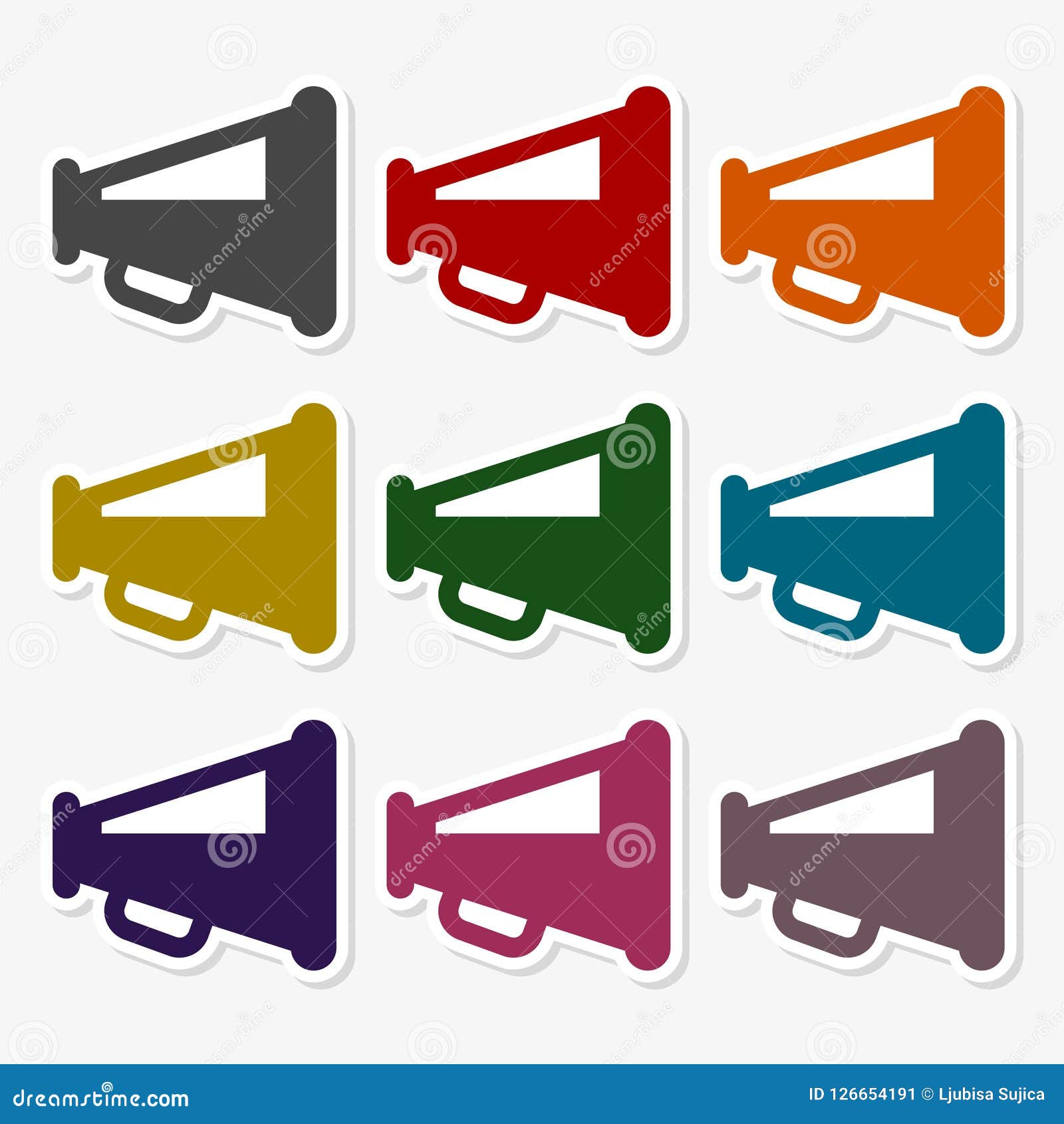 Vector Flat Megaphone Icon Set Stock Vector - Illustration of message ...