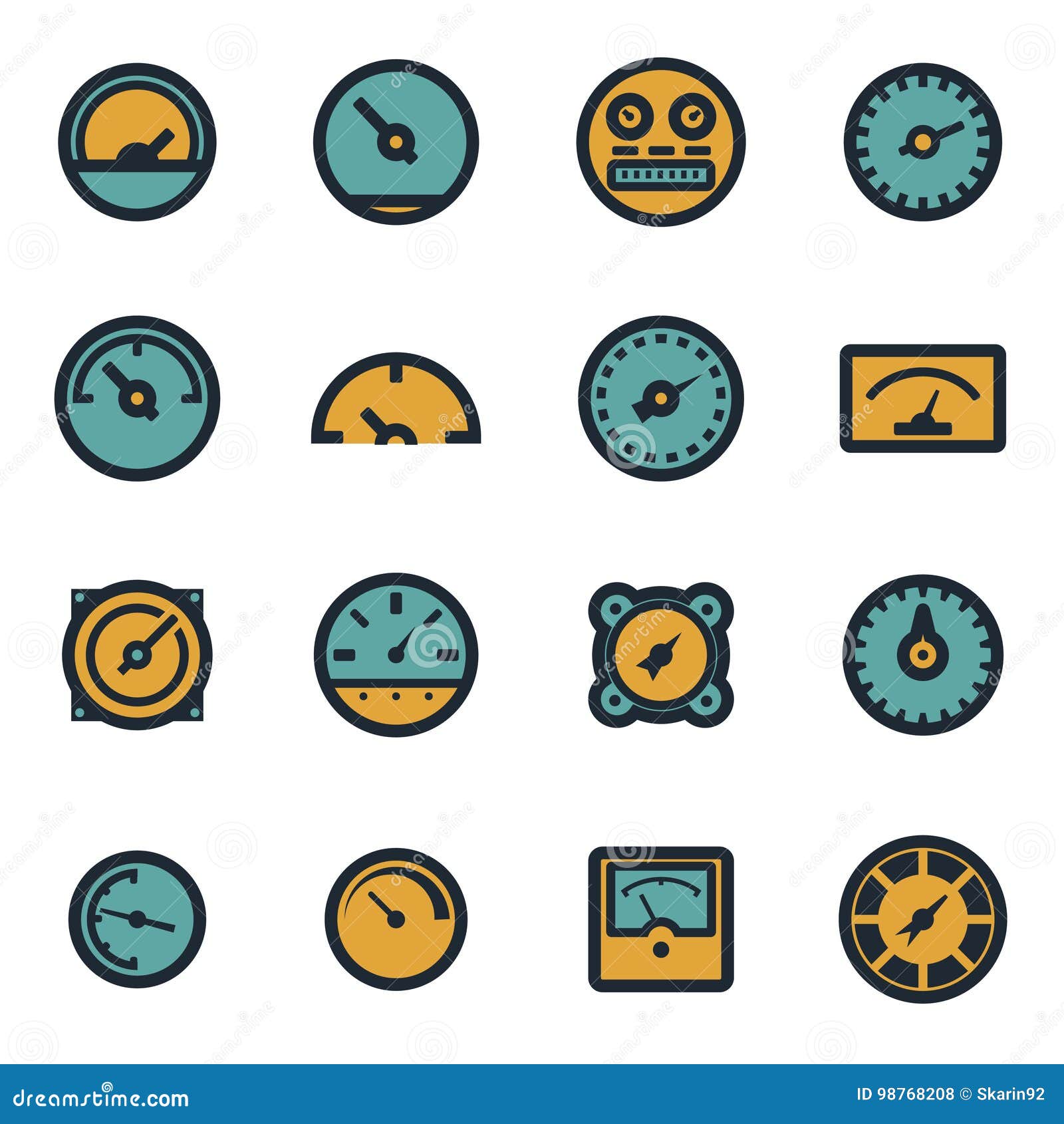 Meter Icons, Symbols Of Speedometers, Manometers Vector Illustration ...