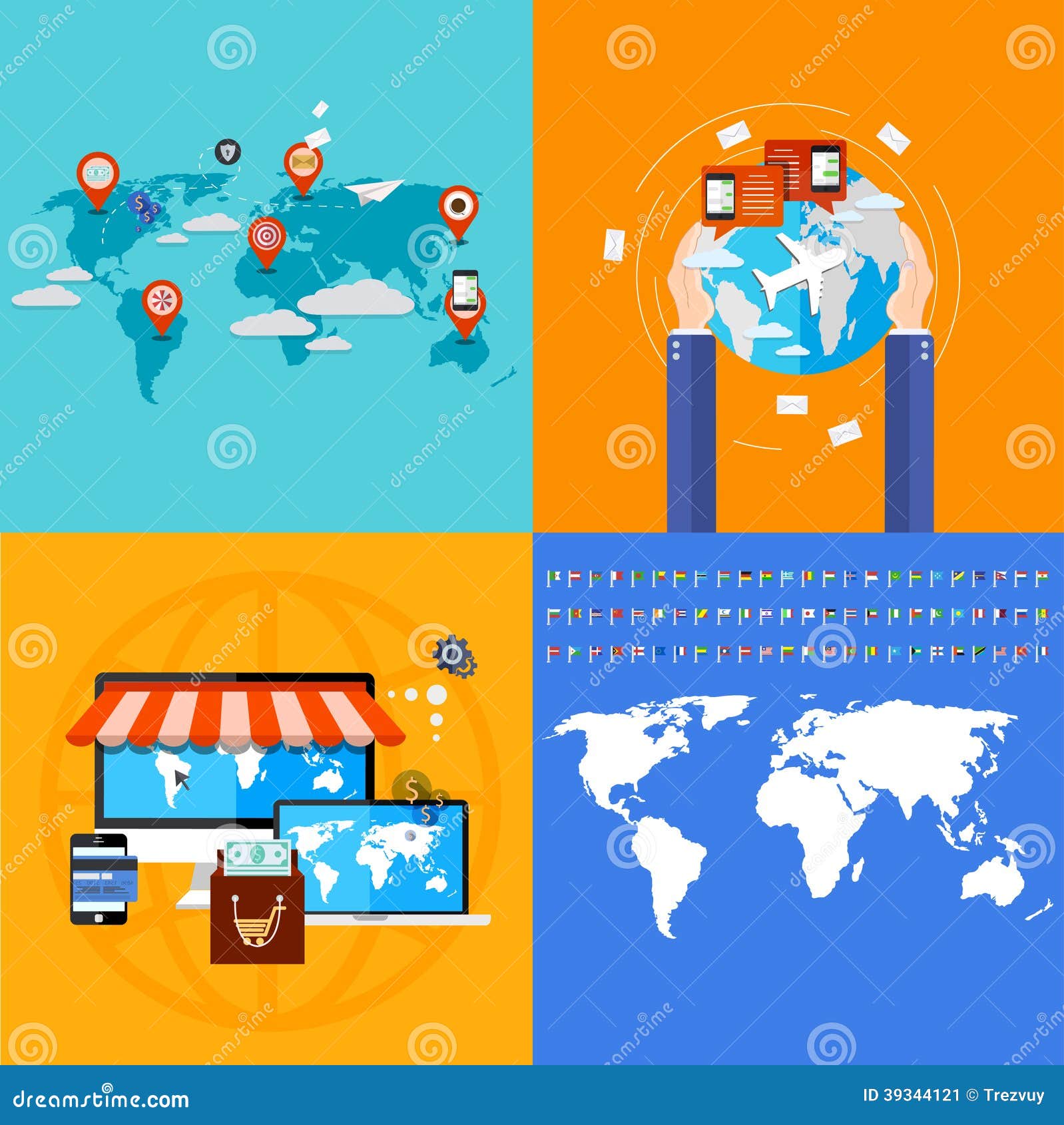 Vector Flat Modern Icons on Sample Background Stock Vector ...