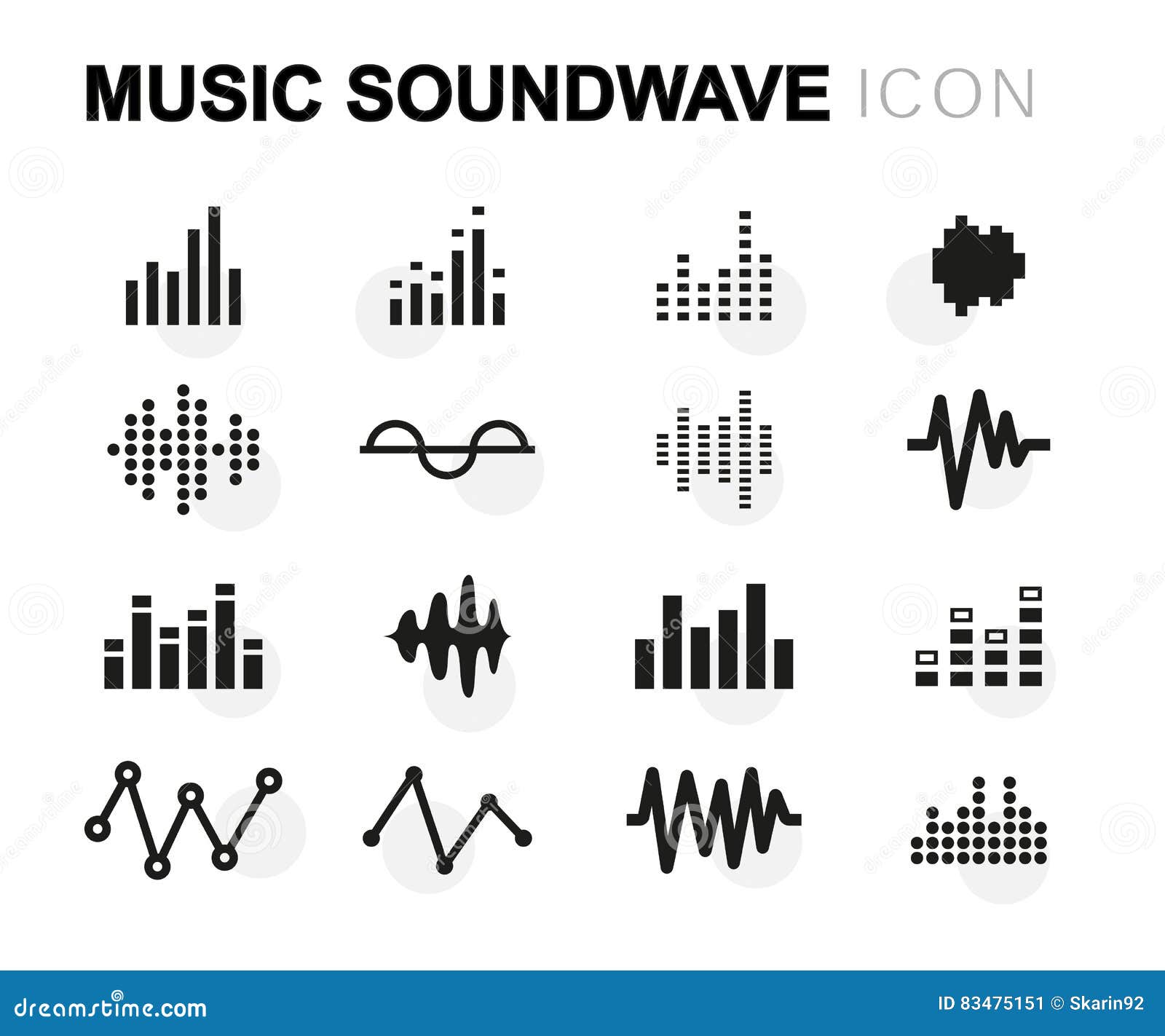 Vector Flat Music Soundwave Icons Set Stock Illustration - Illustration ...
