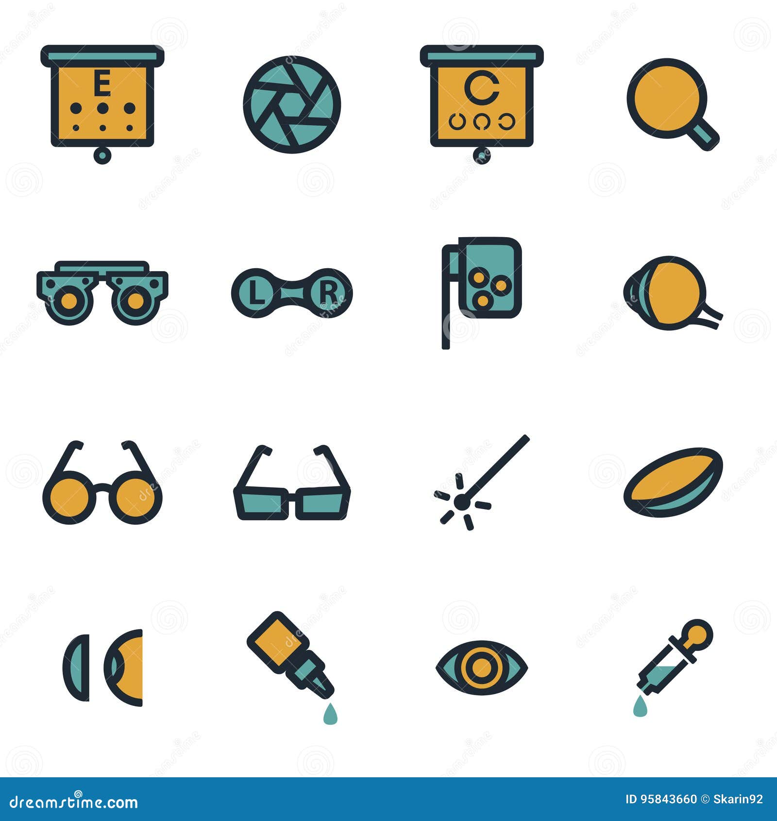 Vector Flat Optometry Icons Set Stock Illustration - Illustration of ...