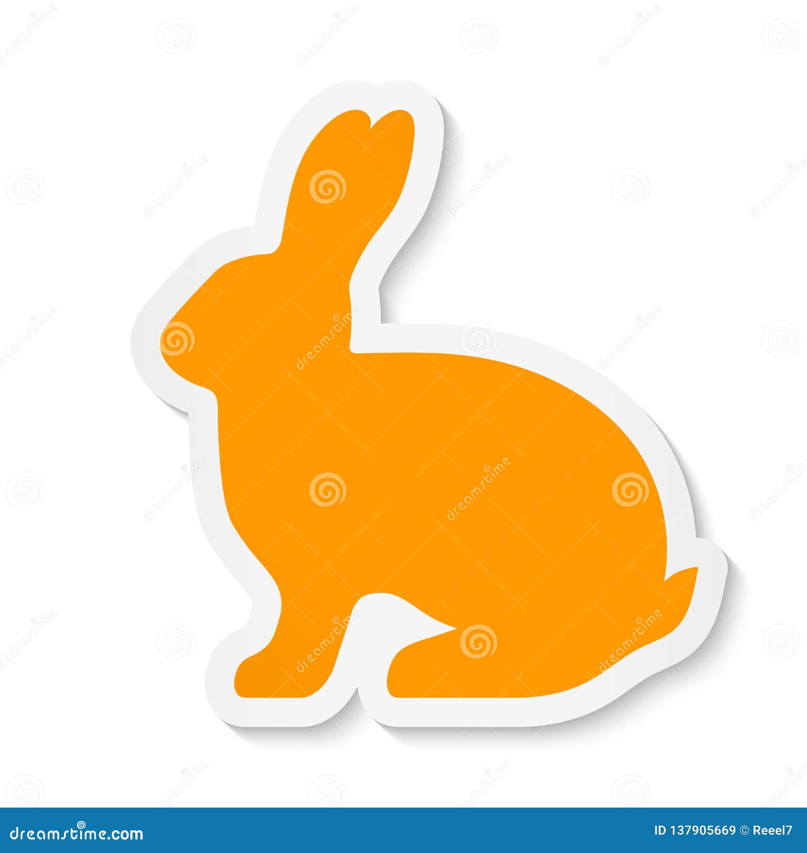 Vector Flat Orange Rabbit Sticker Icon Isolated on White Background ...