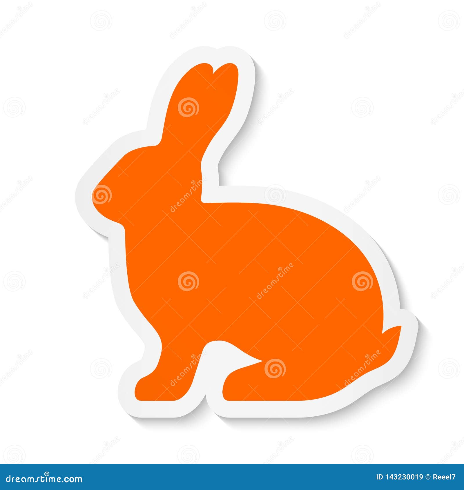 Vector Flat Orange Rabbit Sticker Icon Isolated on White Background ...