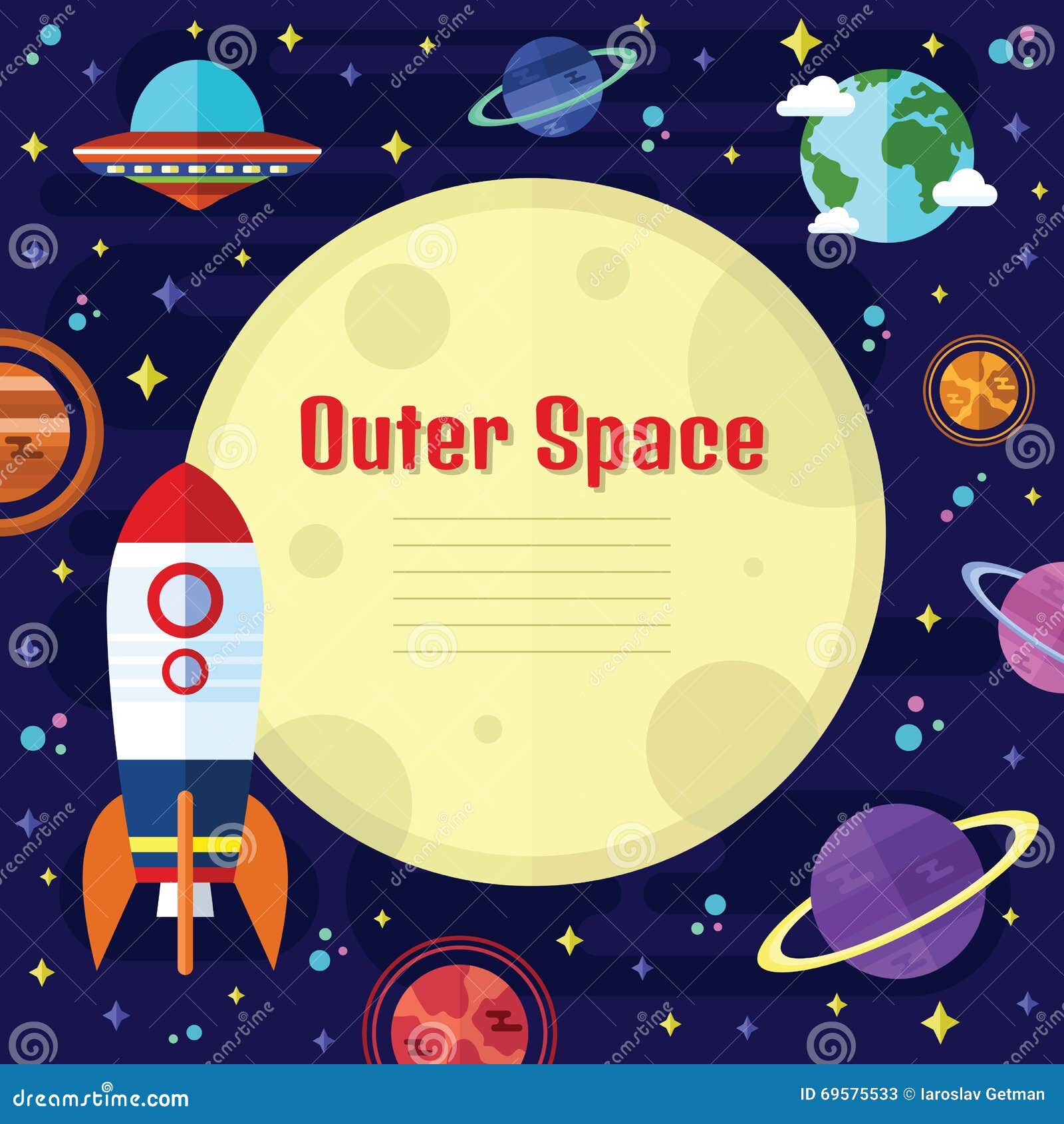 Vector Flat Outer Space Elements Stock Vector - Illustration of space ...