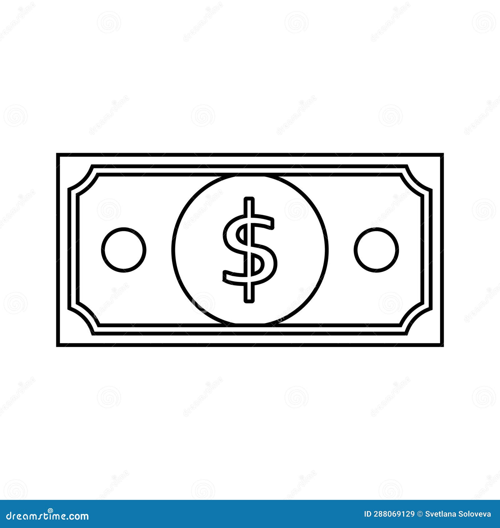 Outline Dollar On Business Time Vector Icon. Isolated Black Simple Line ...