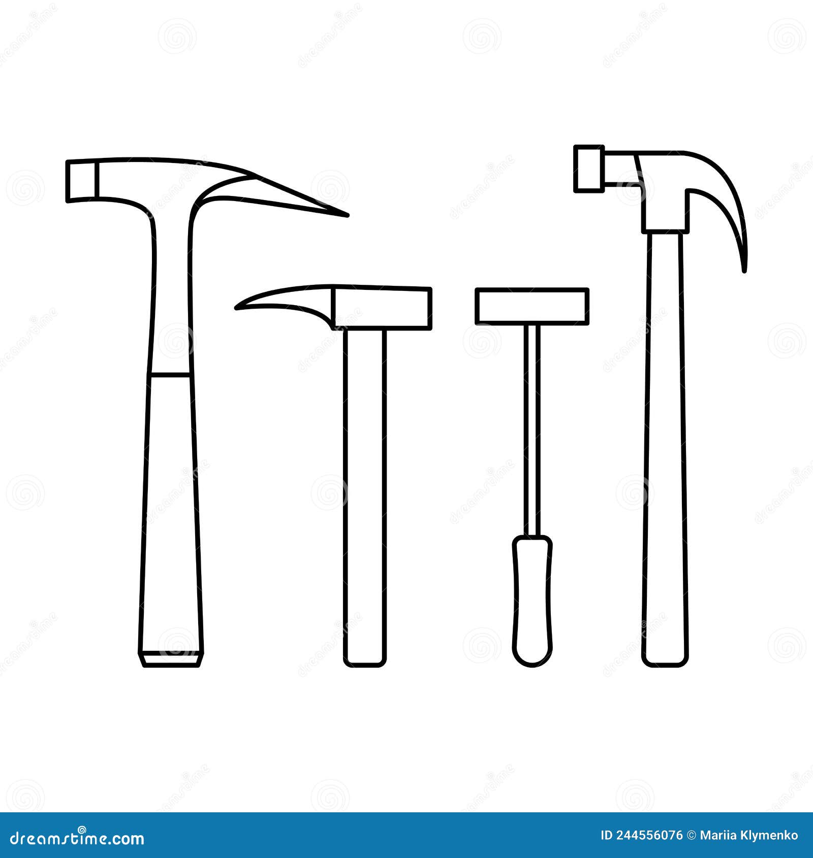 Tooling Of Hammers Of Different Types. 3d Rendering. Royalty-Free Stock ...