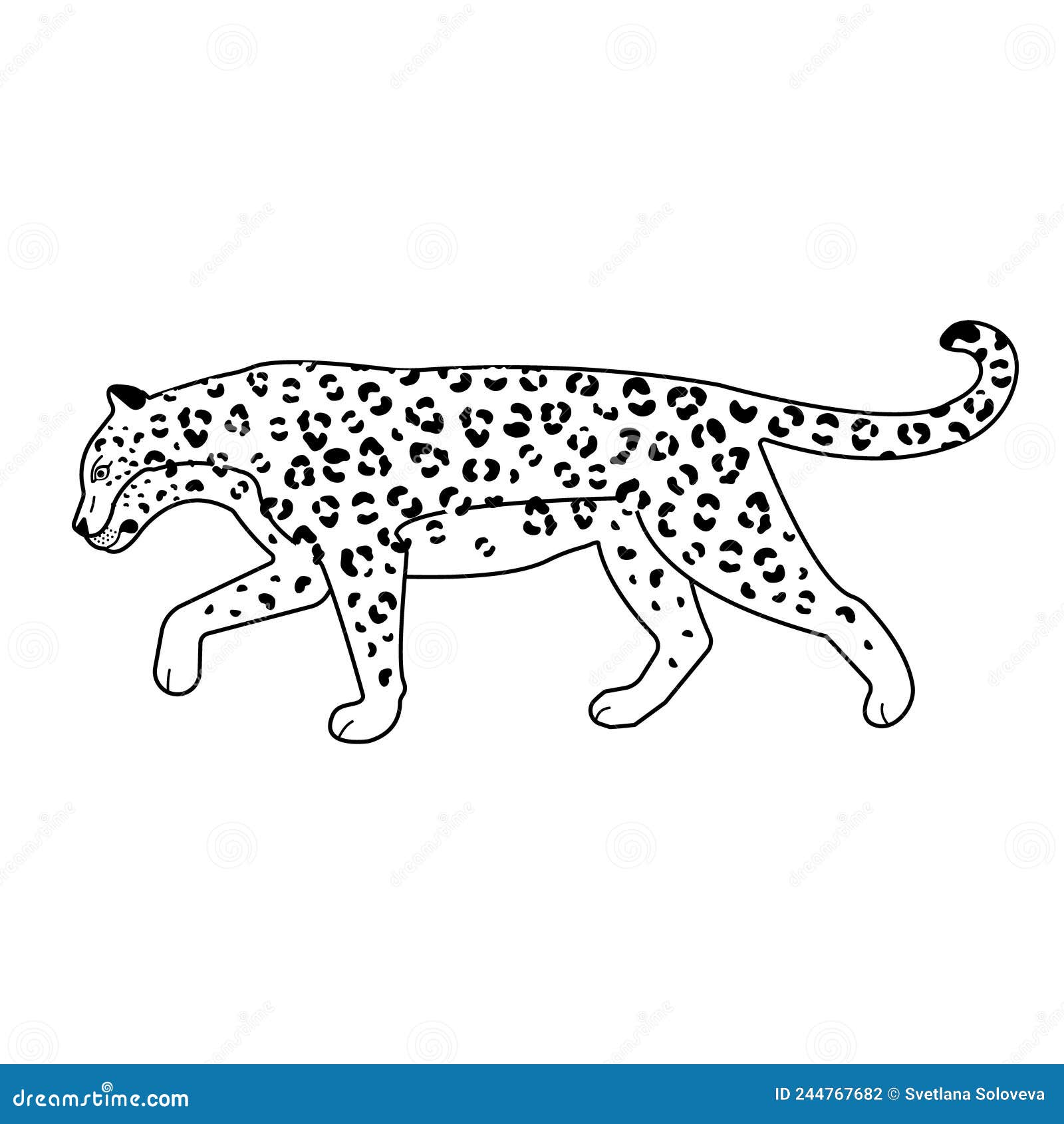 Vector Flat Outline Leopard Stock Vector - Illustration of logo, power ...