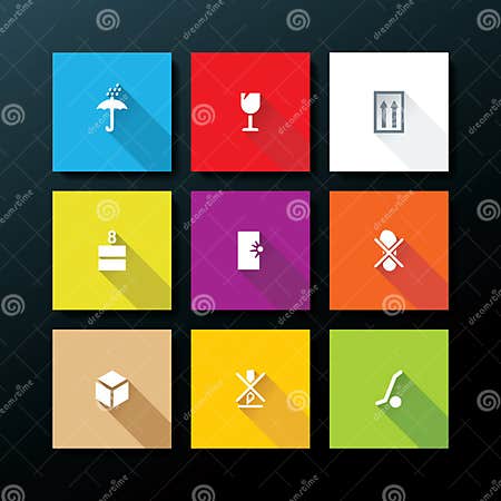 Vector Flat Packaging Icon Set Stock Vector - Illustration of ...