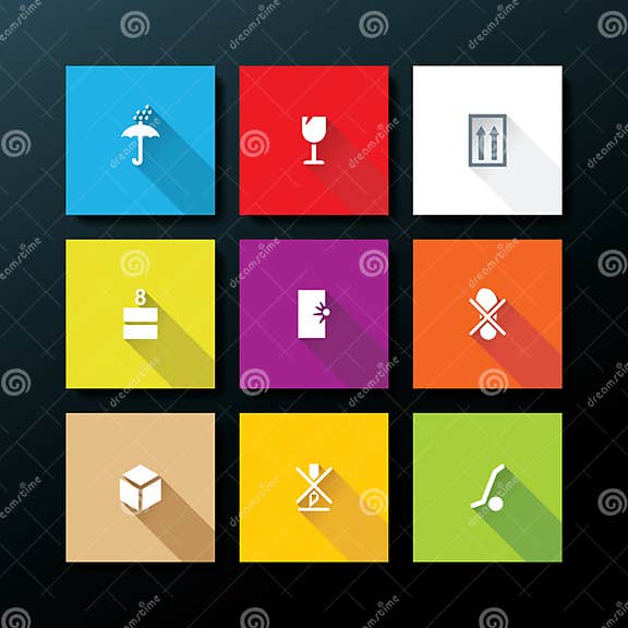Vector Flat Packaging Icon Set Stock Vector - Illustration of ...