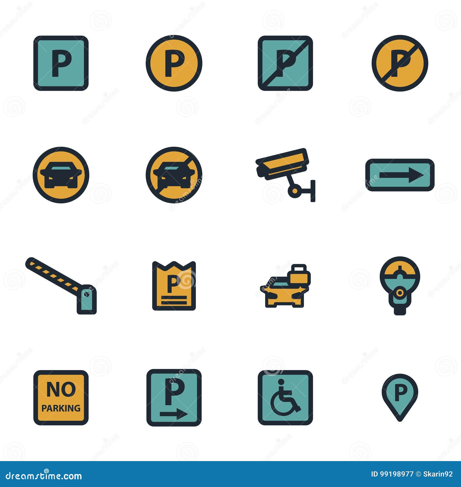 Car Parking Icons. First And Second Floor Sign. Vector | CartoonDealer ...