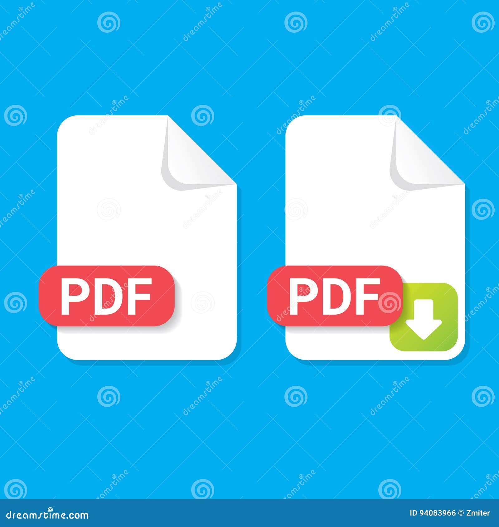 Vector Flat PDF File Icon and Pdf Download Icon Stock Vector ...