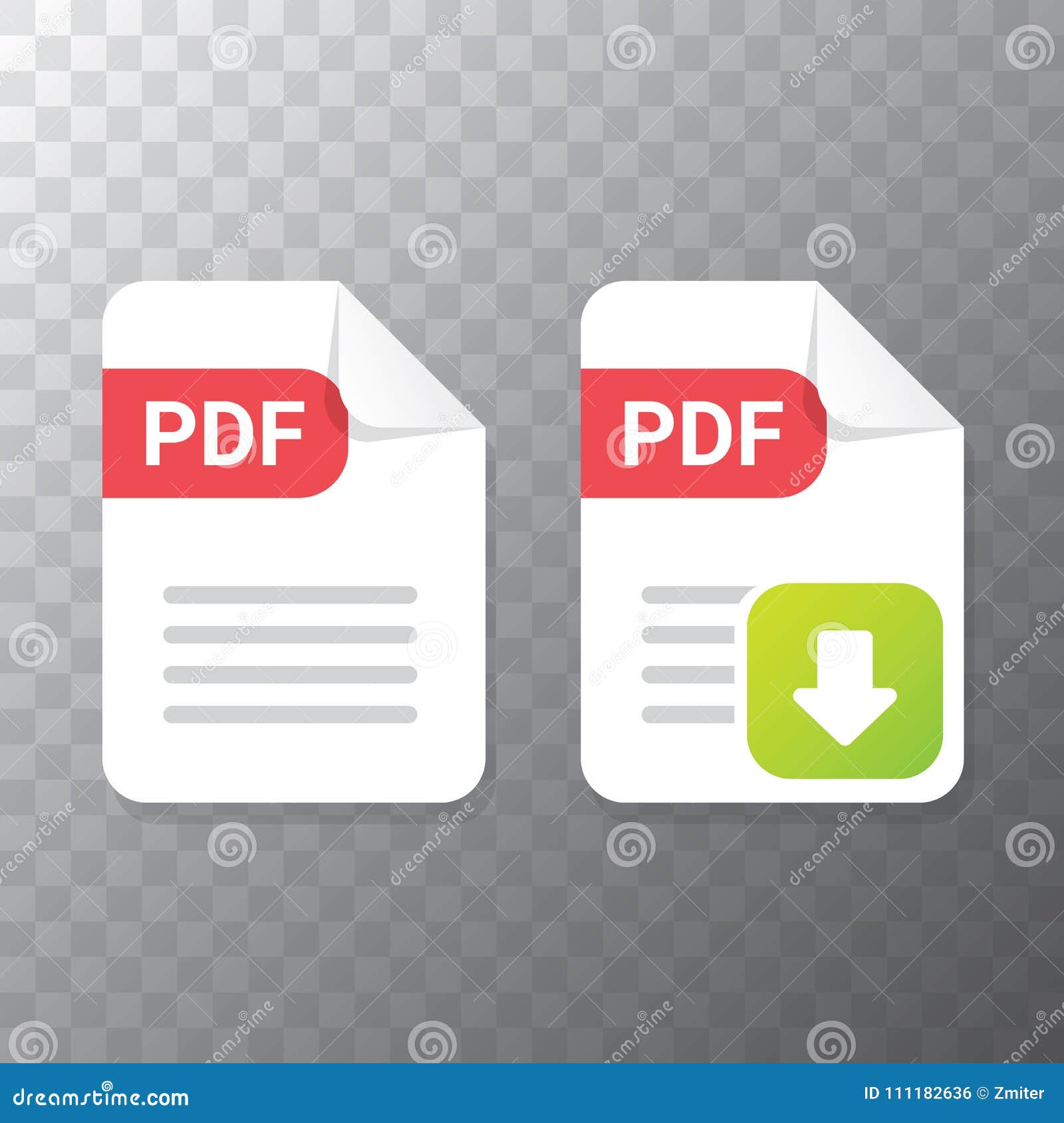 Vector Flat PDF File Icon and Vector Pdf Download Icon Set Isolated on ...