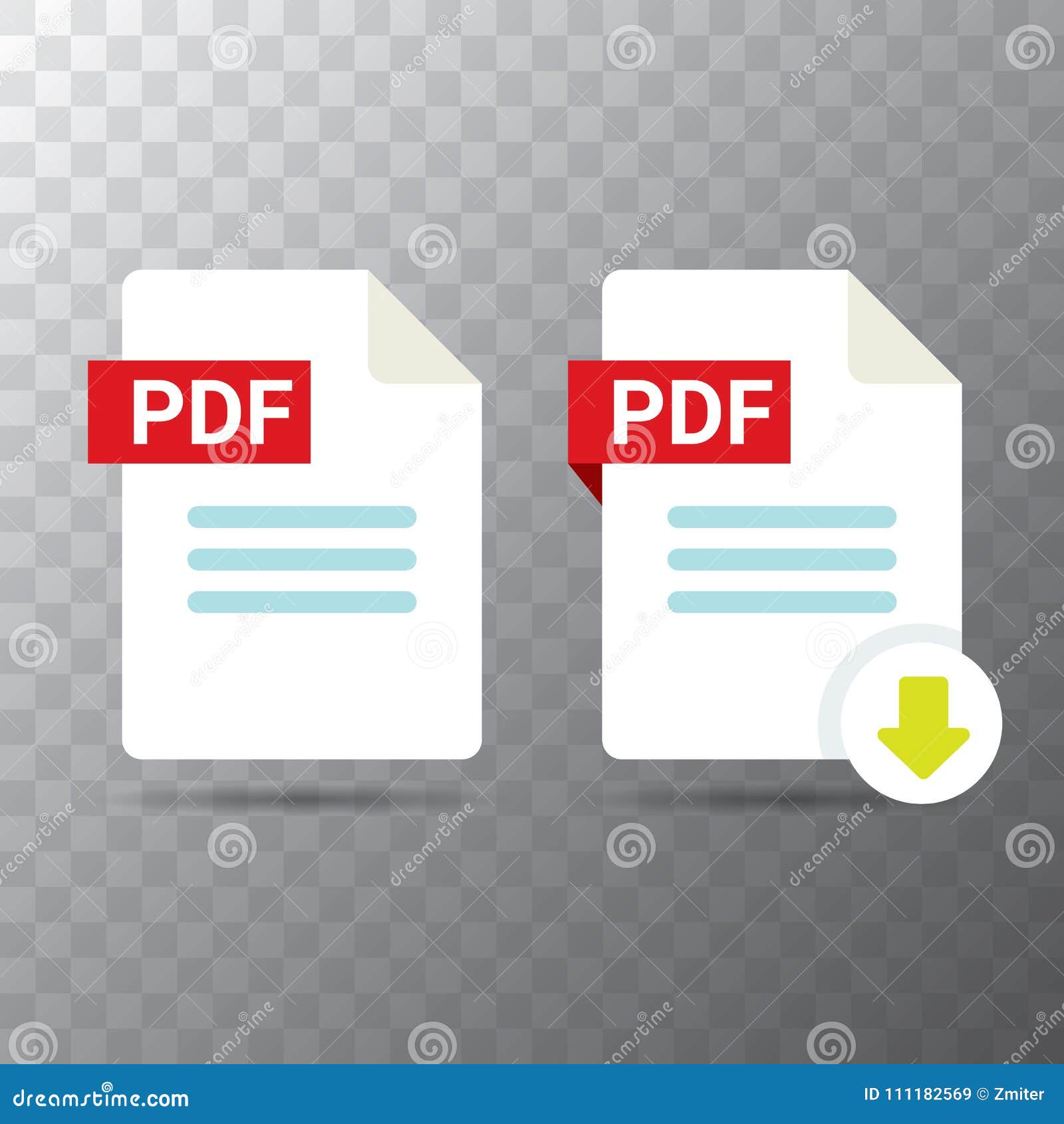 Vector Flat PDF File Icon and Vector Pdf Download Icon Set Isolated on ...
