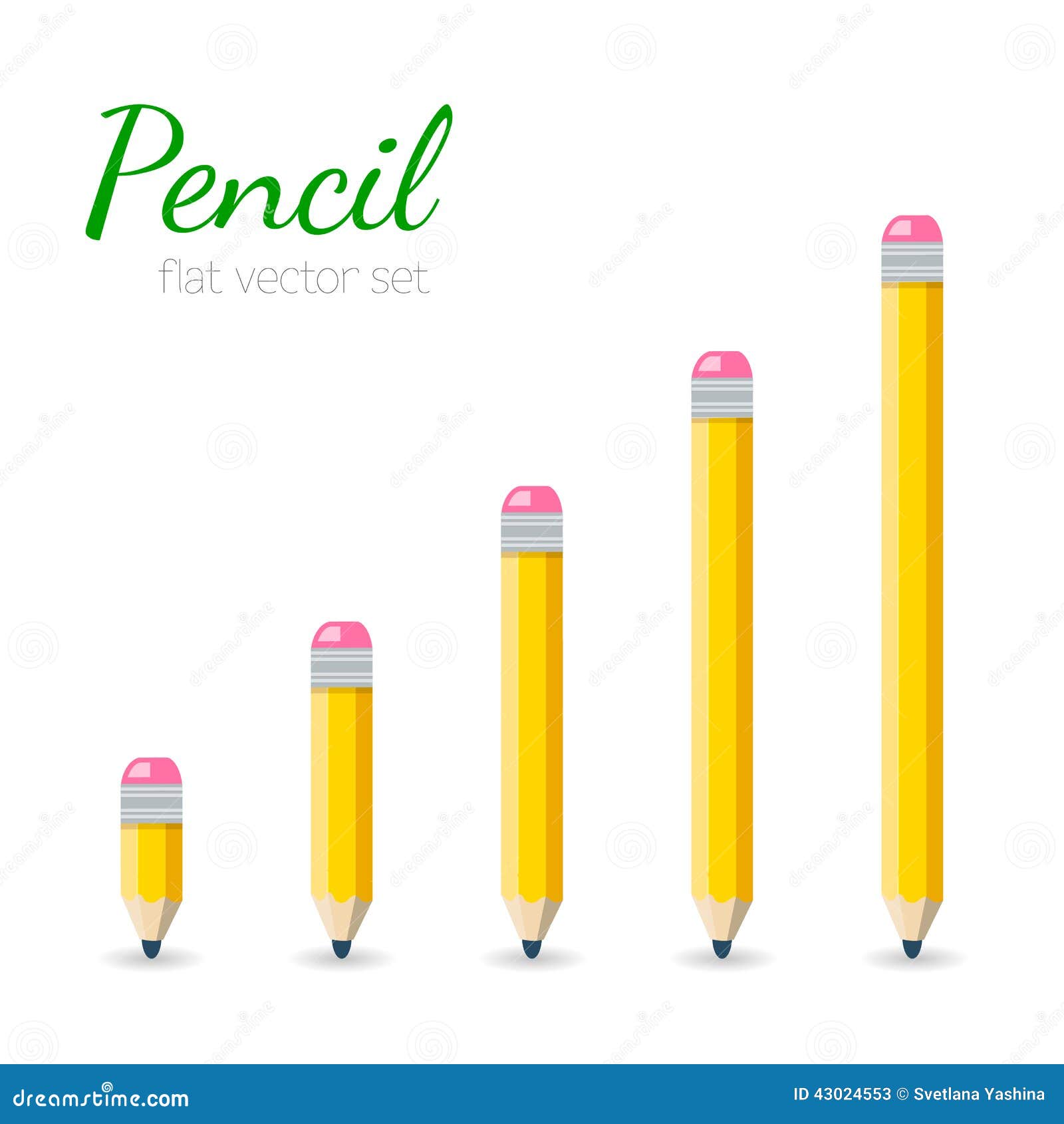 Vector flat pencils stock vector. Illustration of education - 43024553