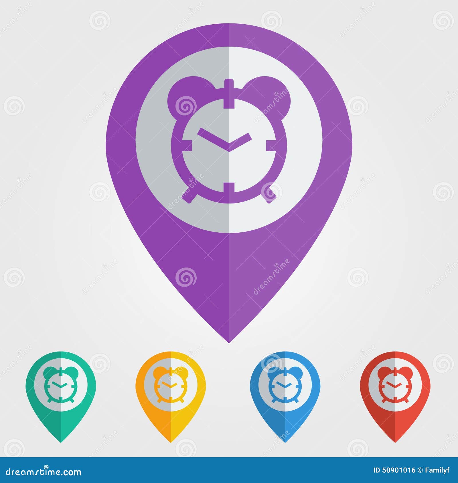 Vector Flat Pin with Clock Icon Stock Vector - Illustration of distance ...