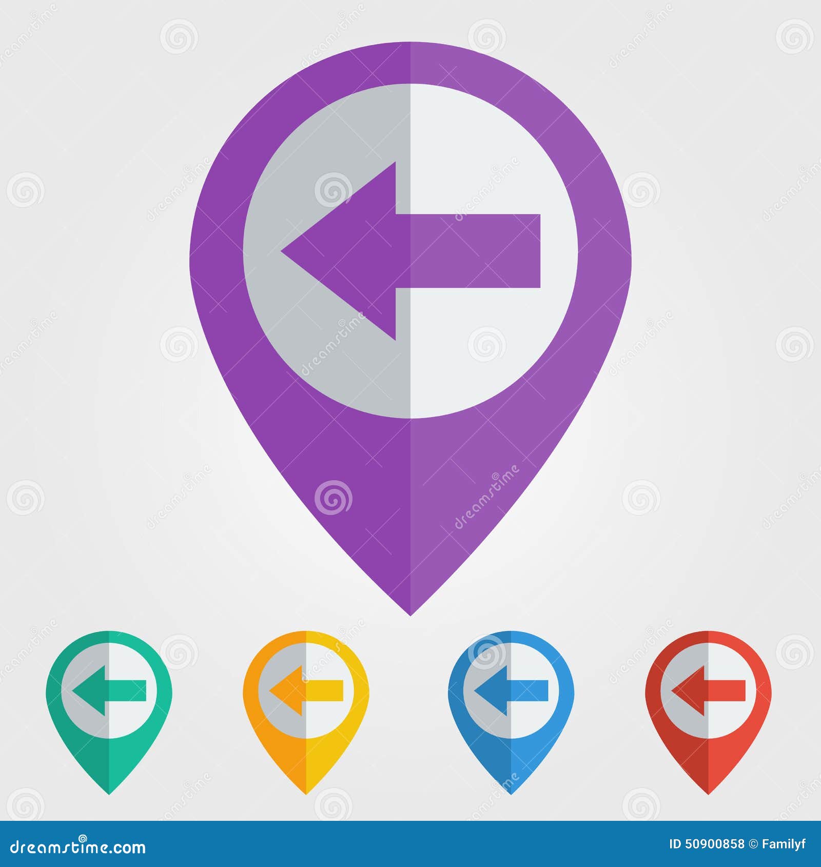 Vector Flat Pin with Left Arrow Icon Stock Vector - Illustration of ...