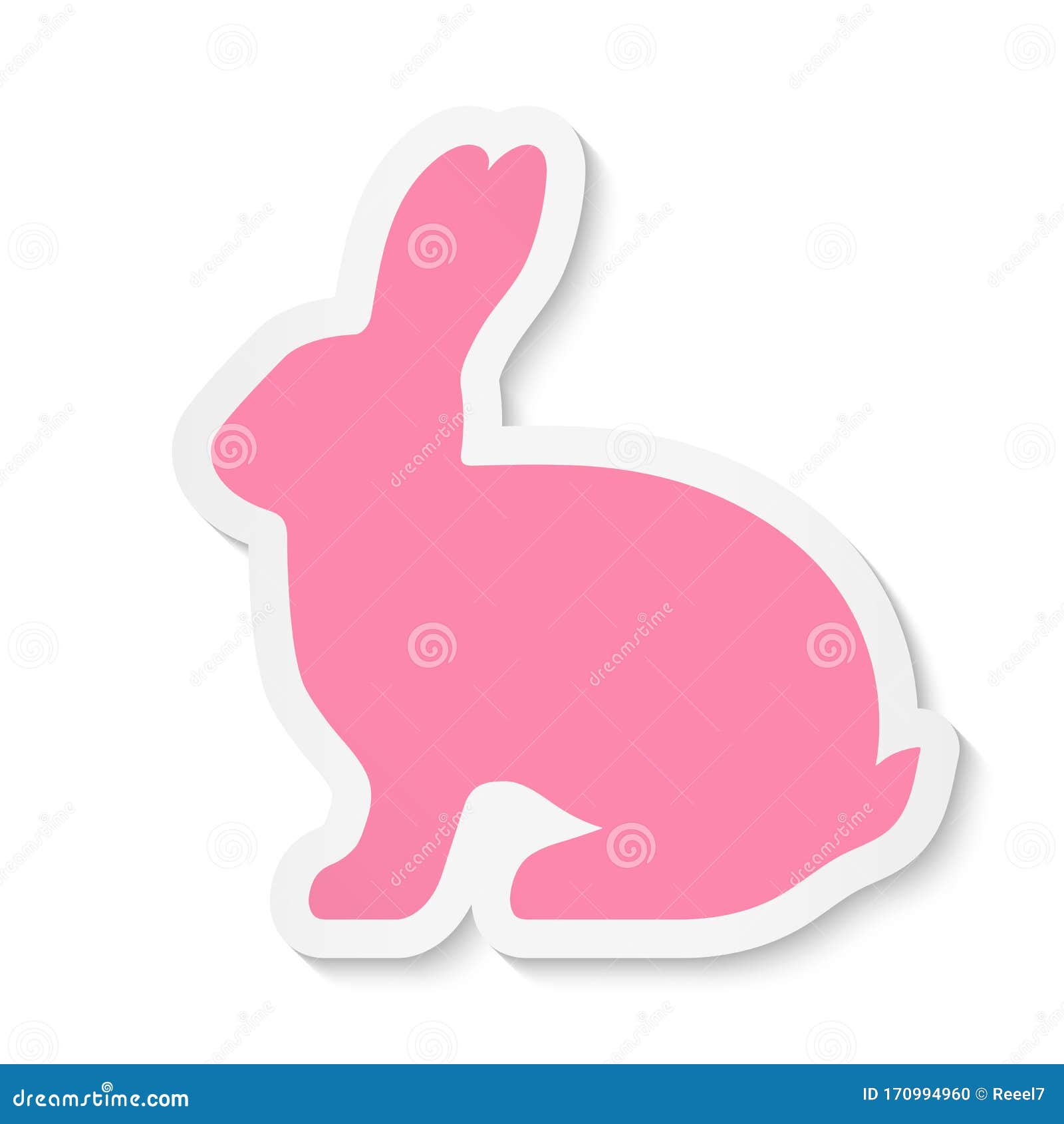 Vector Flat Pink Rabbit Sticker Icon Isolated on a White Background ...