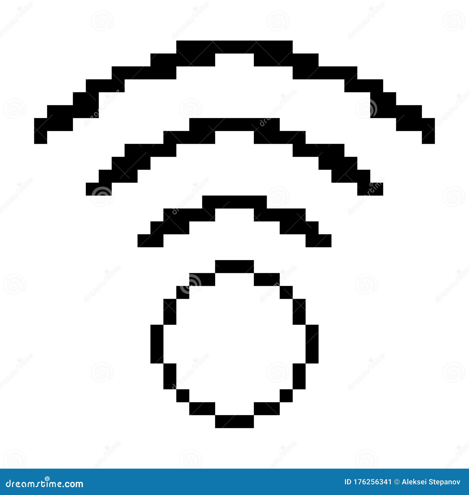 Vector Flat Pixel Art Icon of Wi-fi Black Symbol Stock Illustration ...