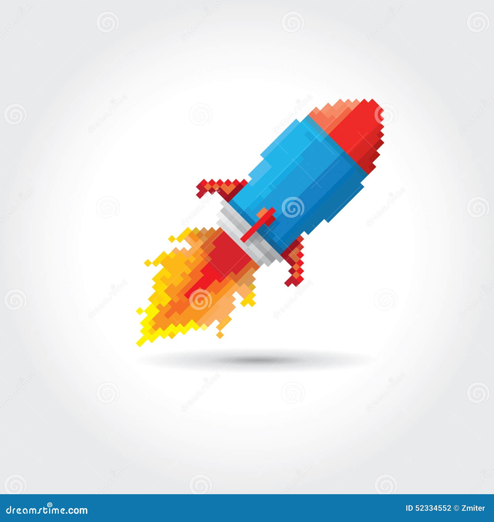 Vector Flat Pixel Rocket on White Background. Stock Vector ...