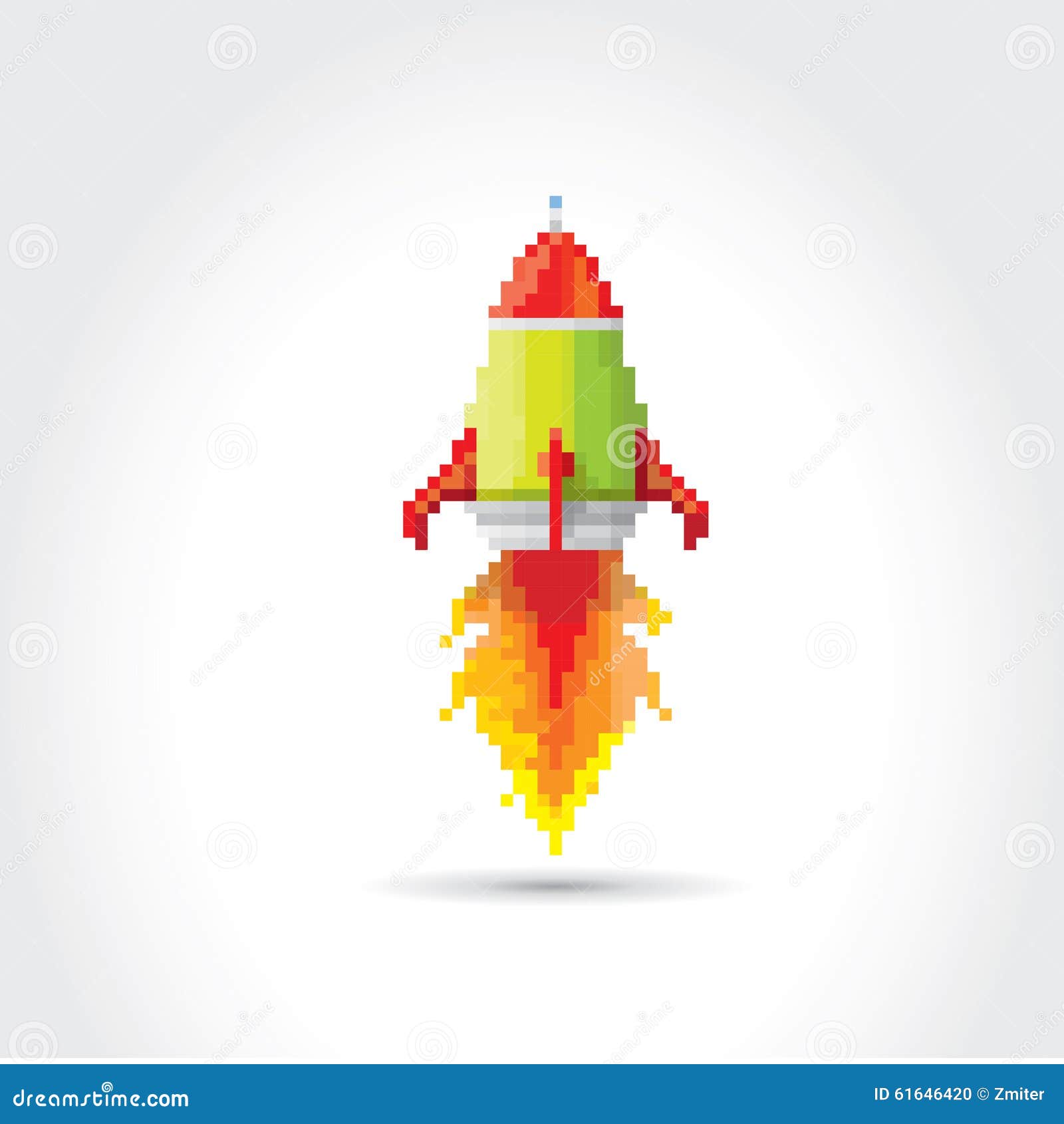 Vector Flat Pixel Rocket on White Background. Stock Vector ...