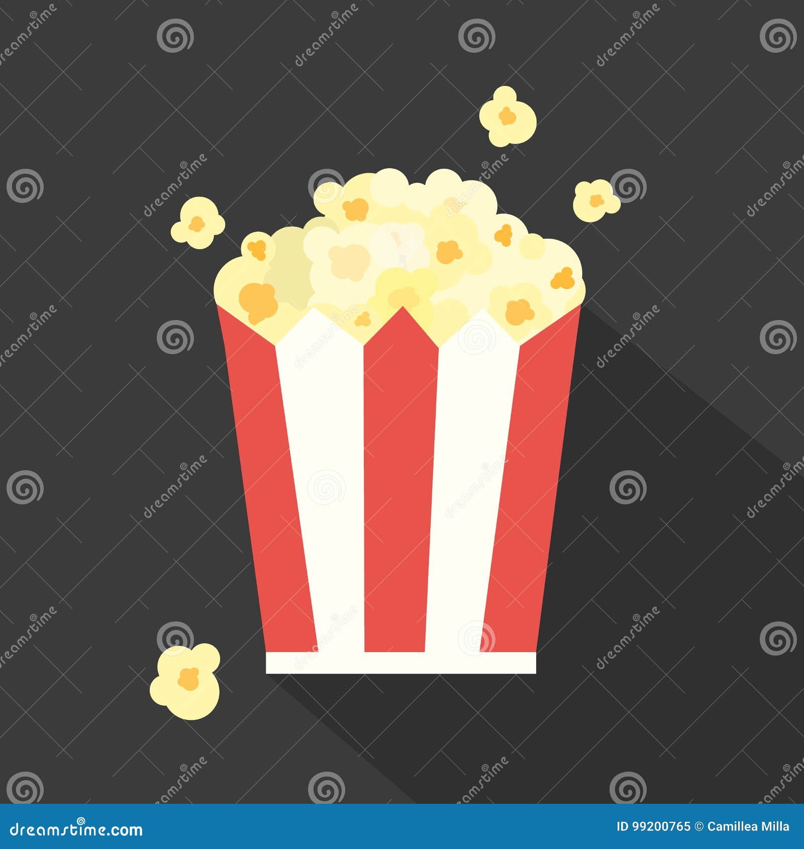Vector Flat Popcorn Illustration Stock Vector - Illustration of film ...