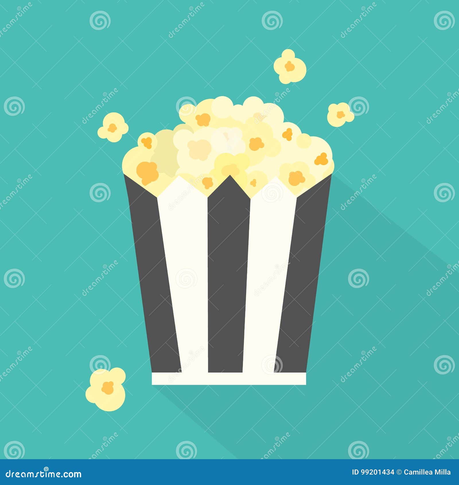 Vector Flat Popcorn Illustration Stock Vector - Illustration of paper ...