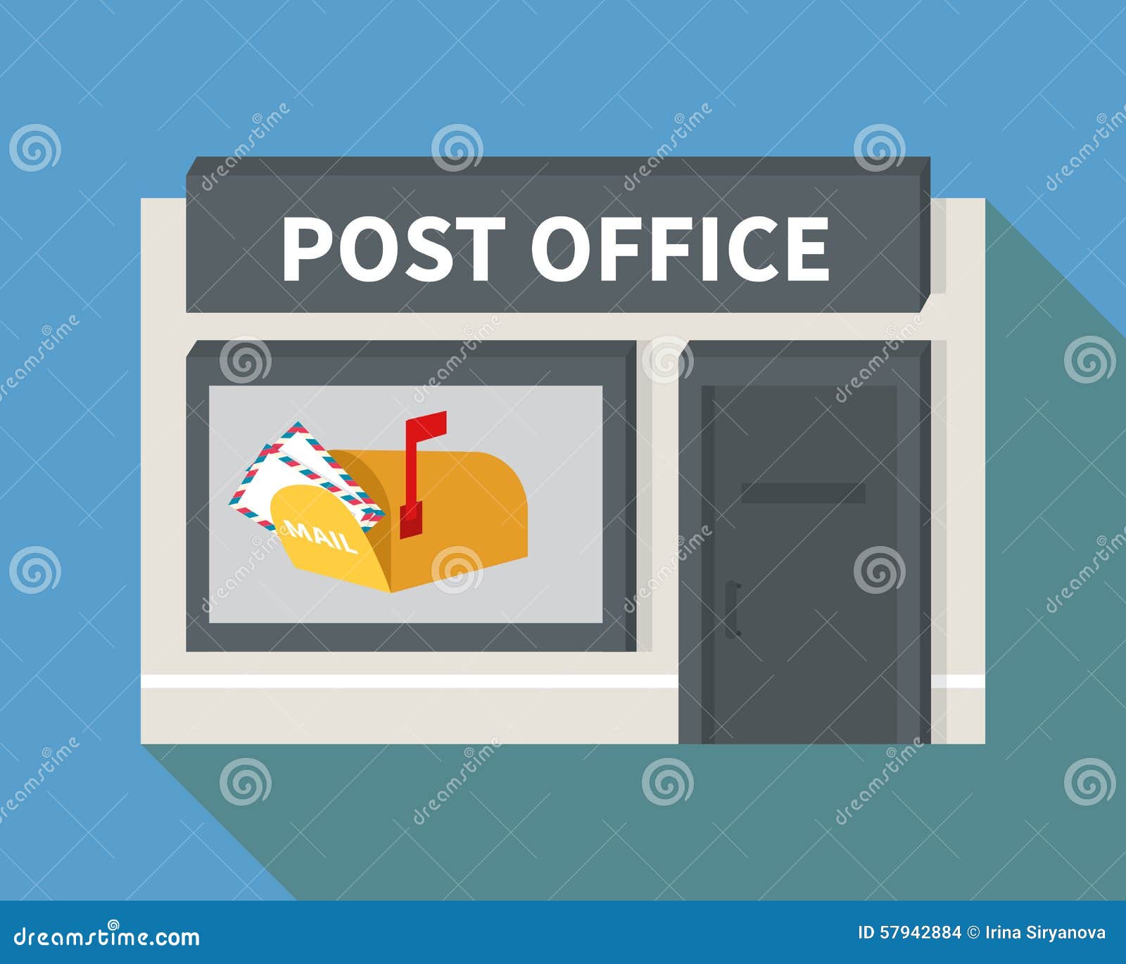 Vector Flat Post Office and Mail Box Stock Vector - Illustration of ...