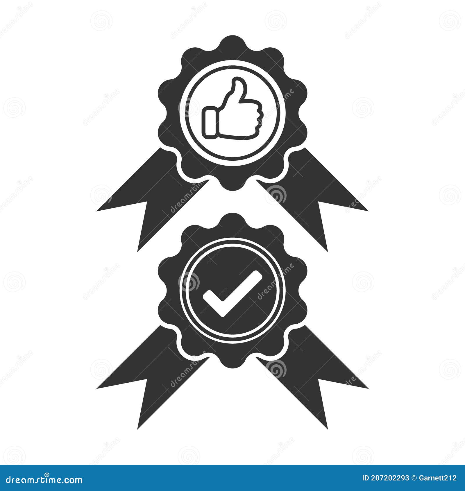 Vector Flat Print Icon with Thumb Up and Check Mark. Sign of Approval ...