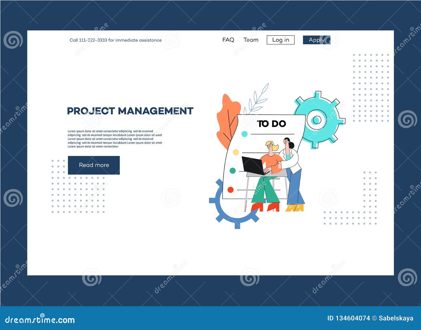 Vector Flat Project Management Outsource Web Page Stock Vector ...