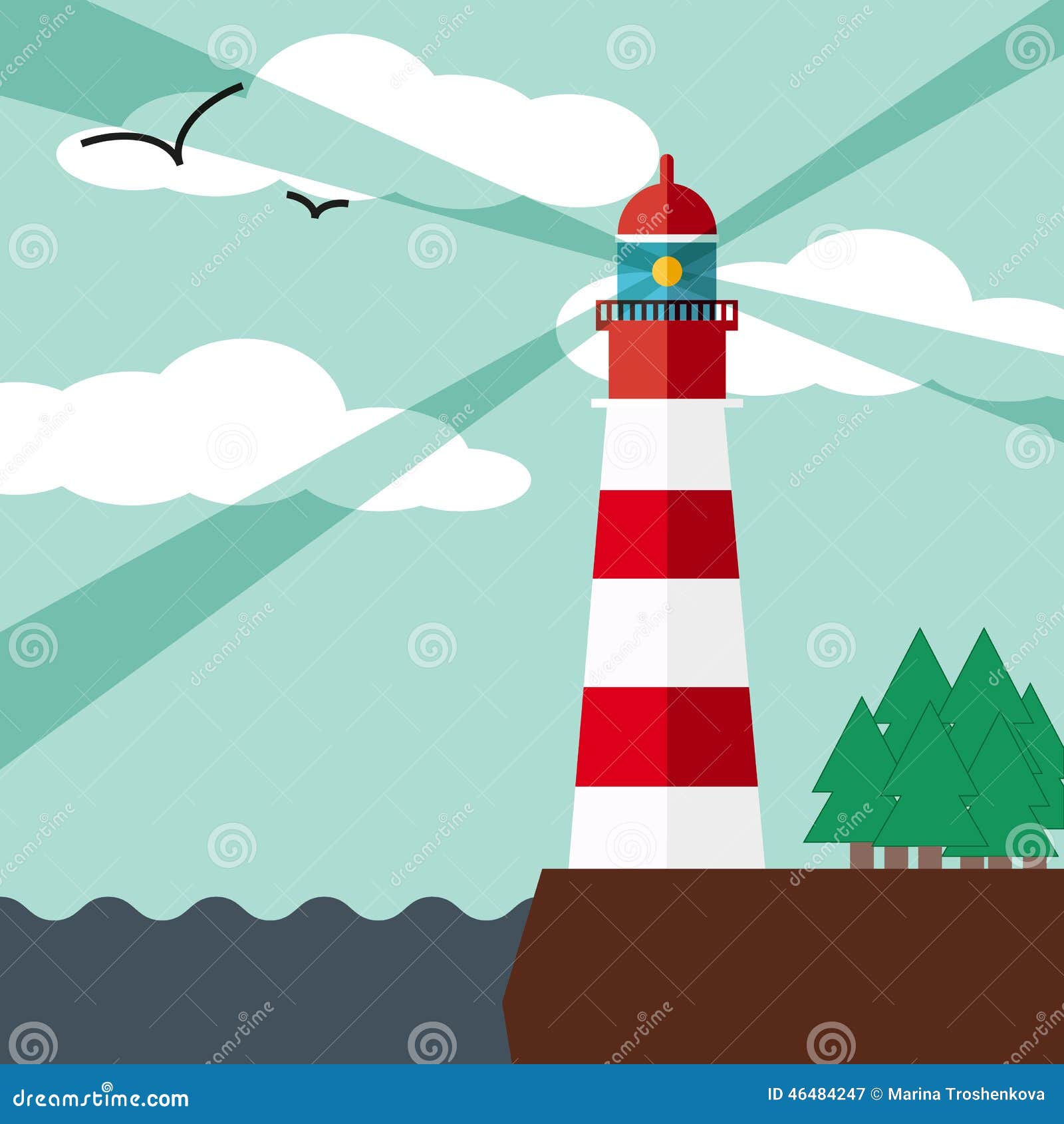 Vector Flat Red Beacon stock vector. Illustration of retro - 46484247