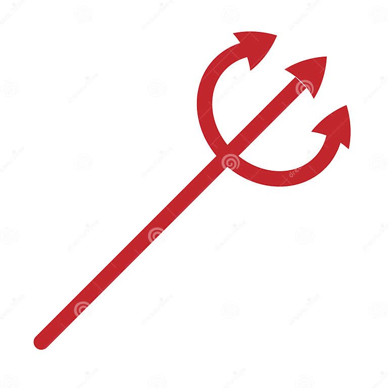 Vector Flat Red Trident Devil Fork Stock Vector - Illustration of carnival, mythology: 232389841