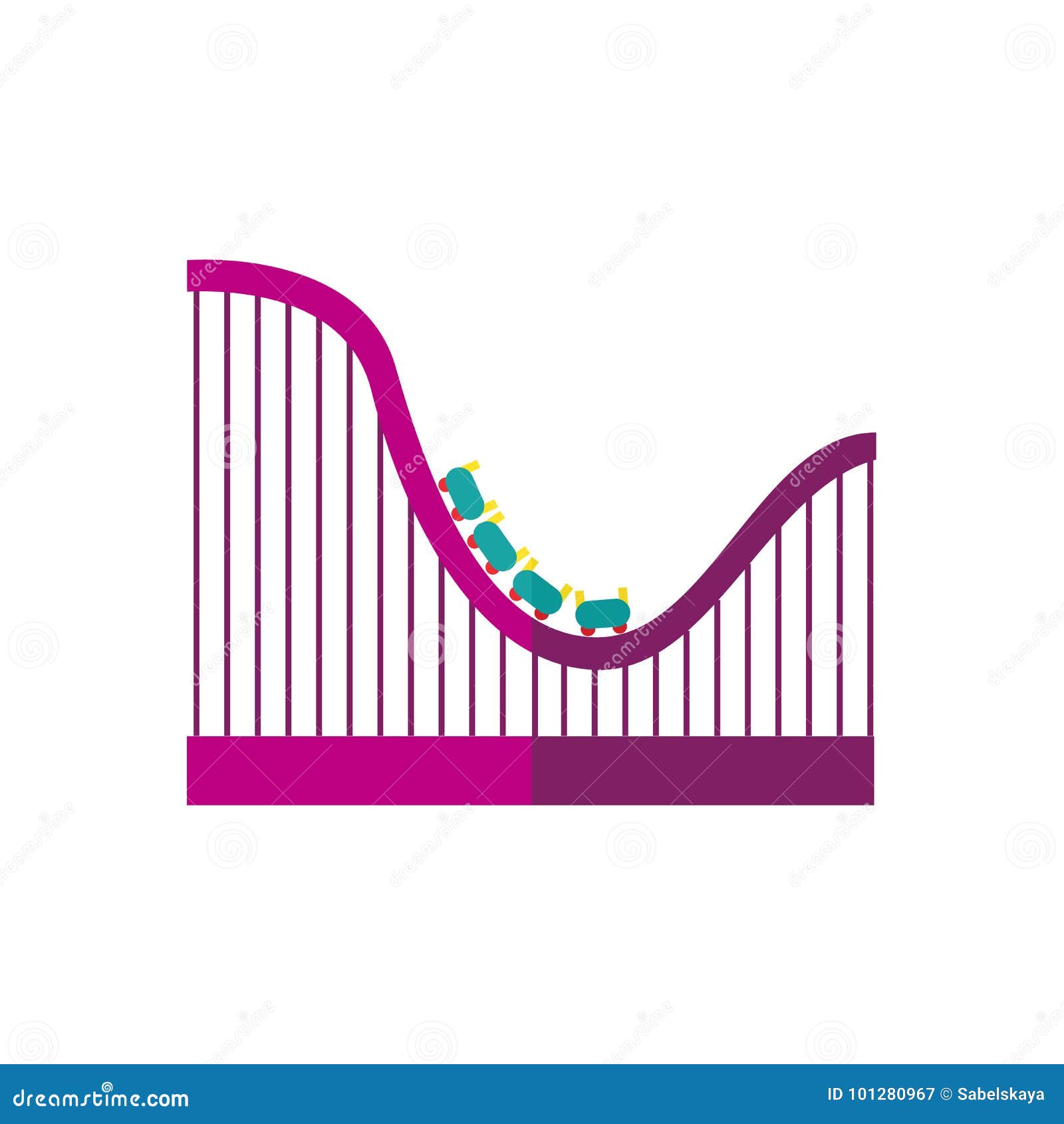 Vector Flat Roller Coaster Icon Stock Vector - Illustration of ...