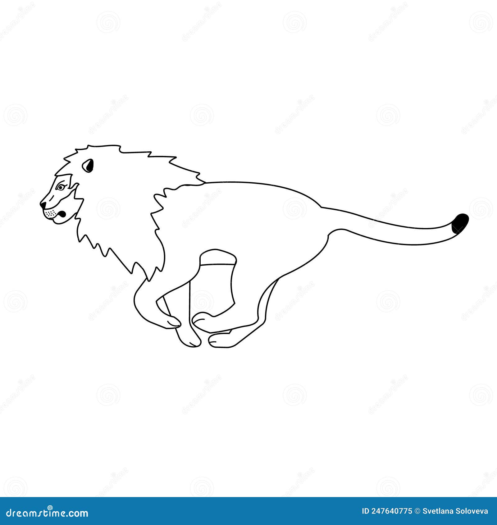 Vector Flat Running Outline Lion Stock Vector - Illustration of outline ...