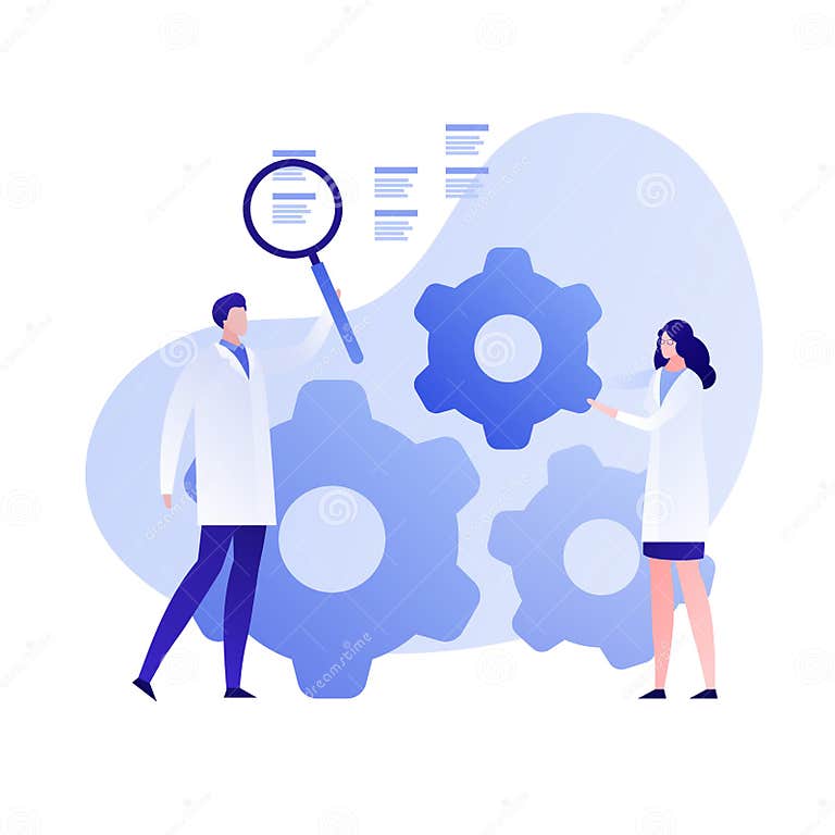 Vector Flat Science Character Illustration. Scientist Team with ...