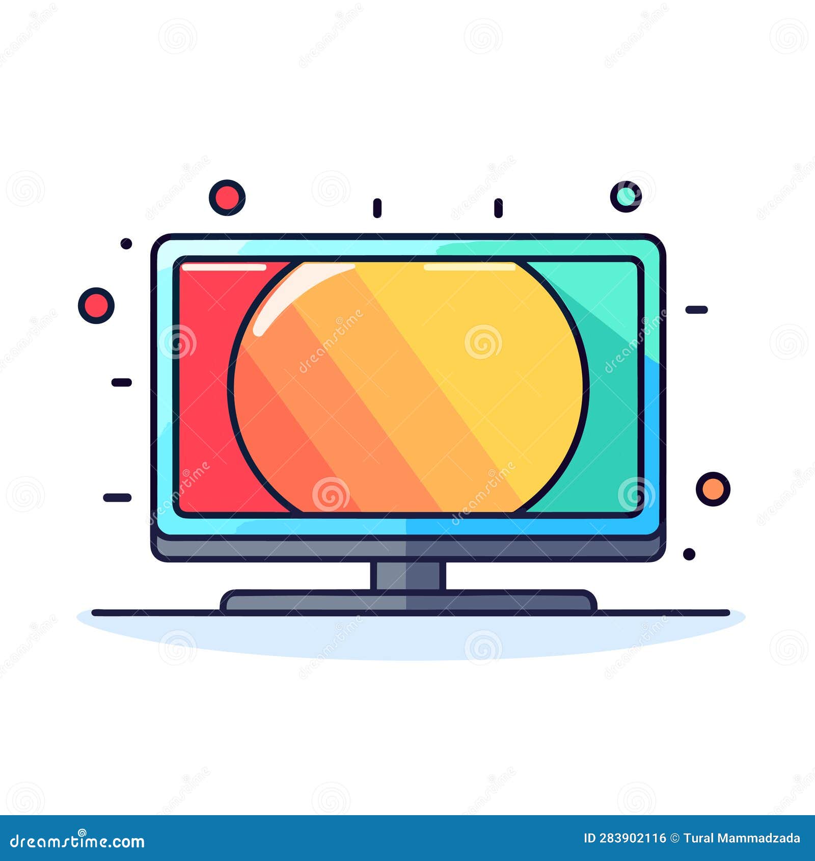 Vector of a Flat Screen TV Displaying a Vibrant and Colorful Circle ...