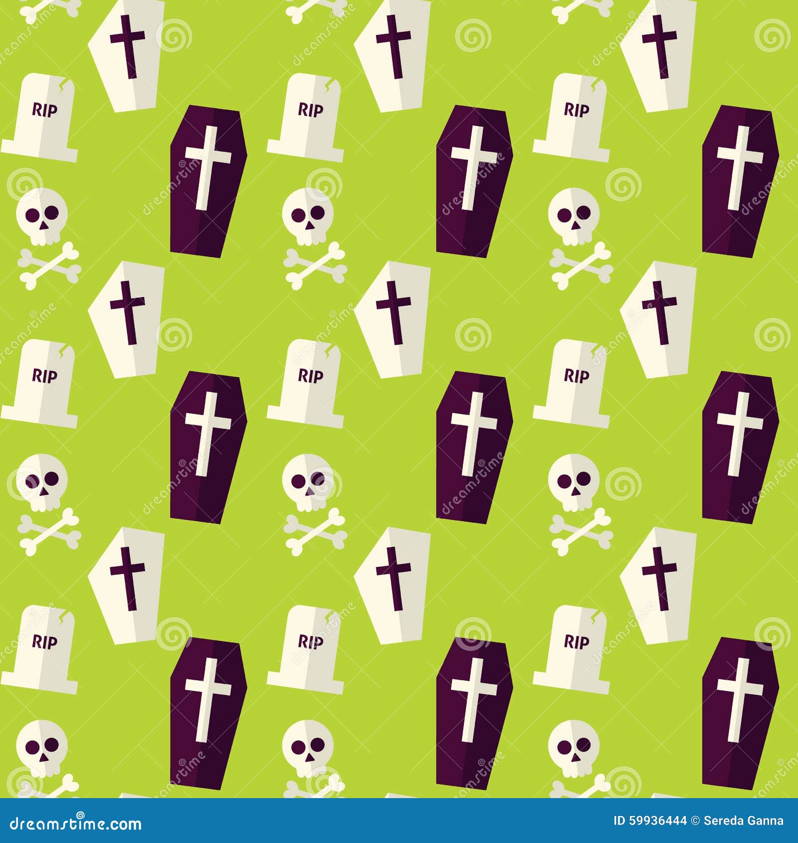 Vector Flat Seamless Death Halloween Pattern Stock Vector ...
