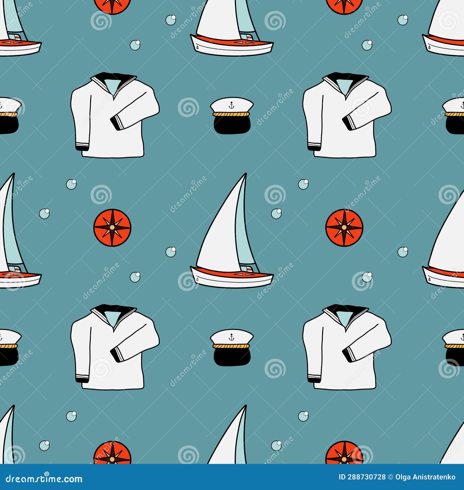 Vector Flat Seamless Pattern on the Theme of Sea Cruise Stock Vector ...