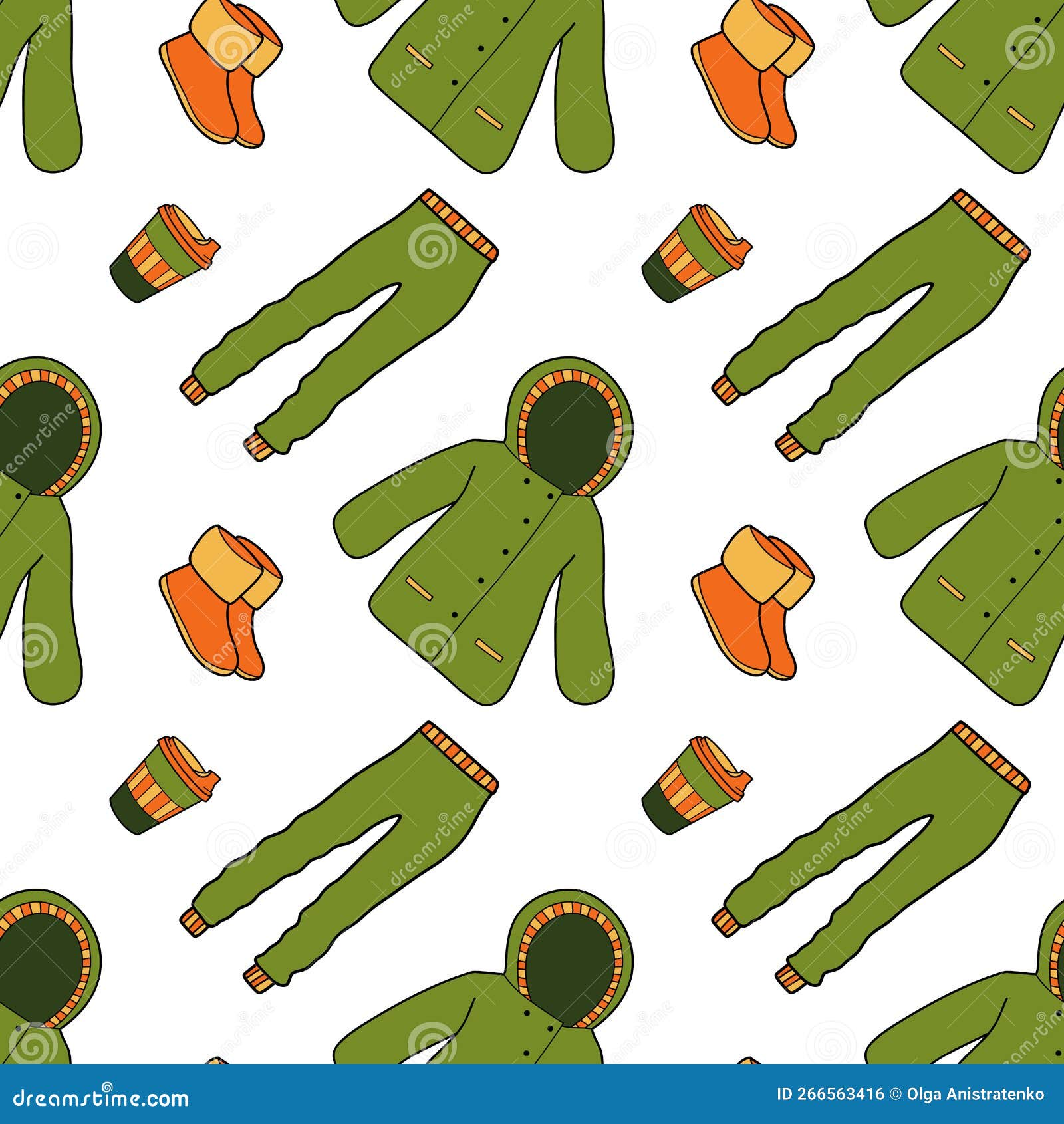 Vector Flat Seamless Pattern of Winter Clothes Stock Vector ...