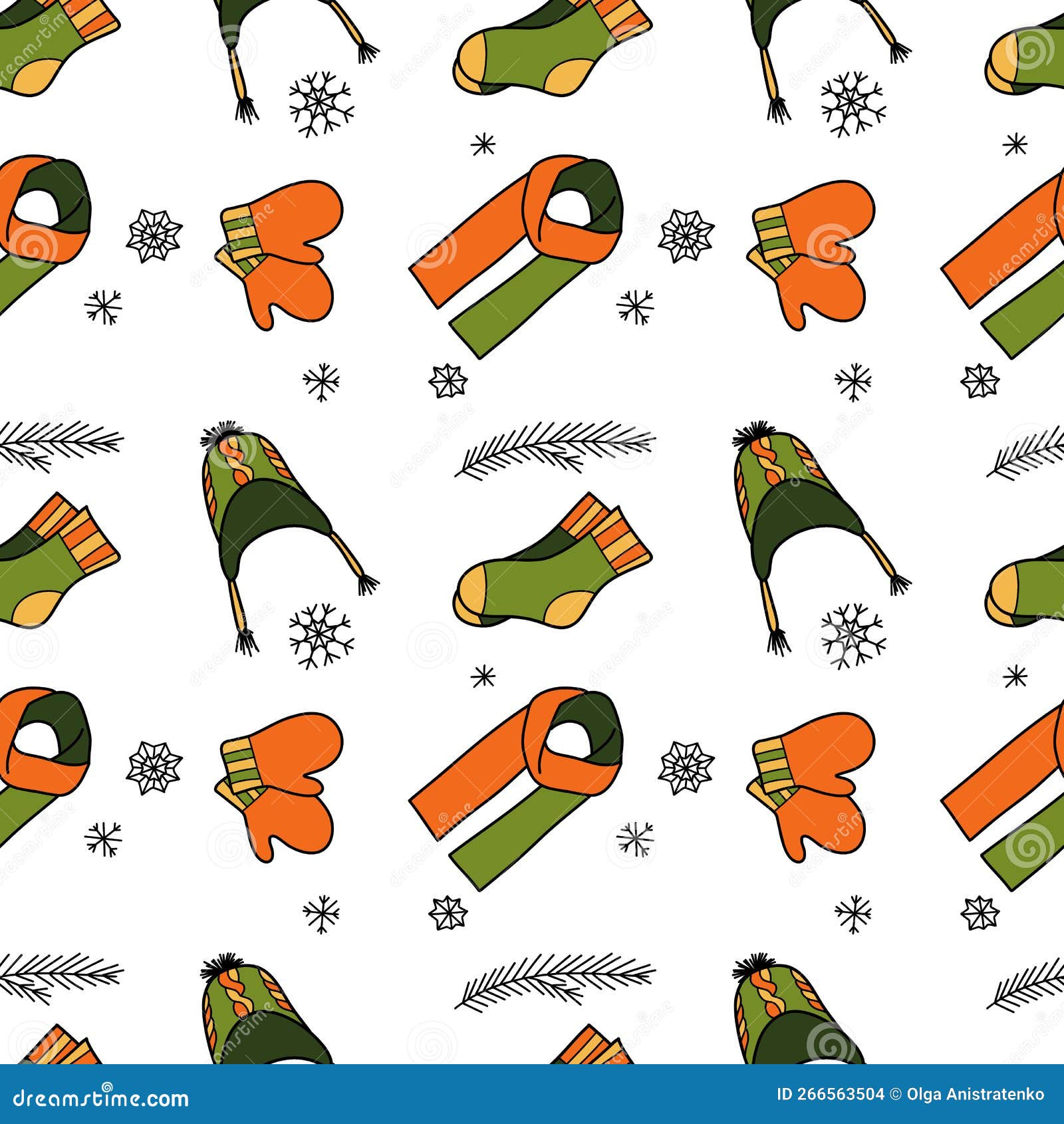 Vector Flat Seamless Pattern of Winter Clothes Stock Vector - Illustration of backdrop, cotton ...