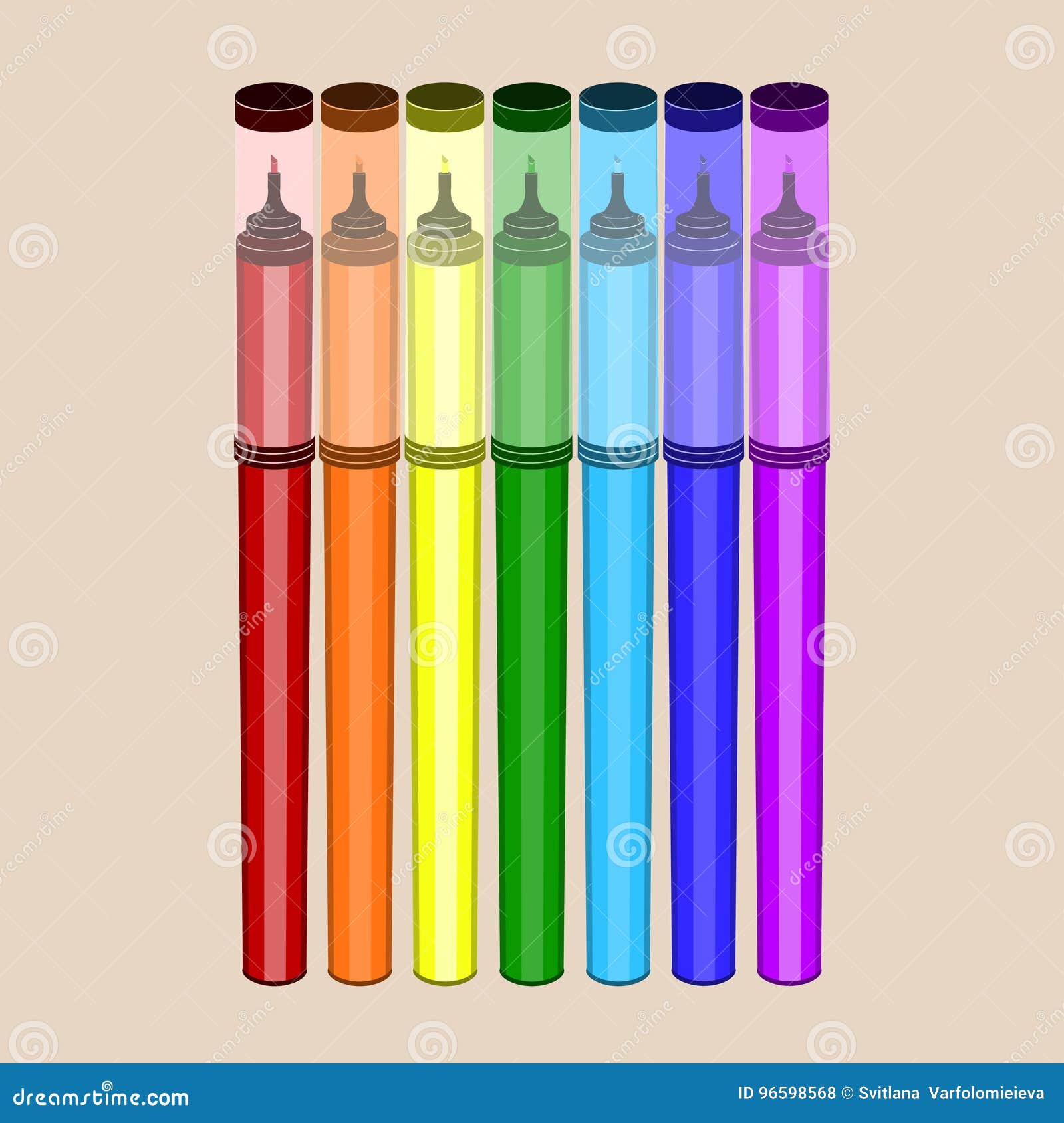 Vector Flat Set of Color Markers Stock Vector - Illustration of ...
