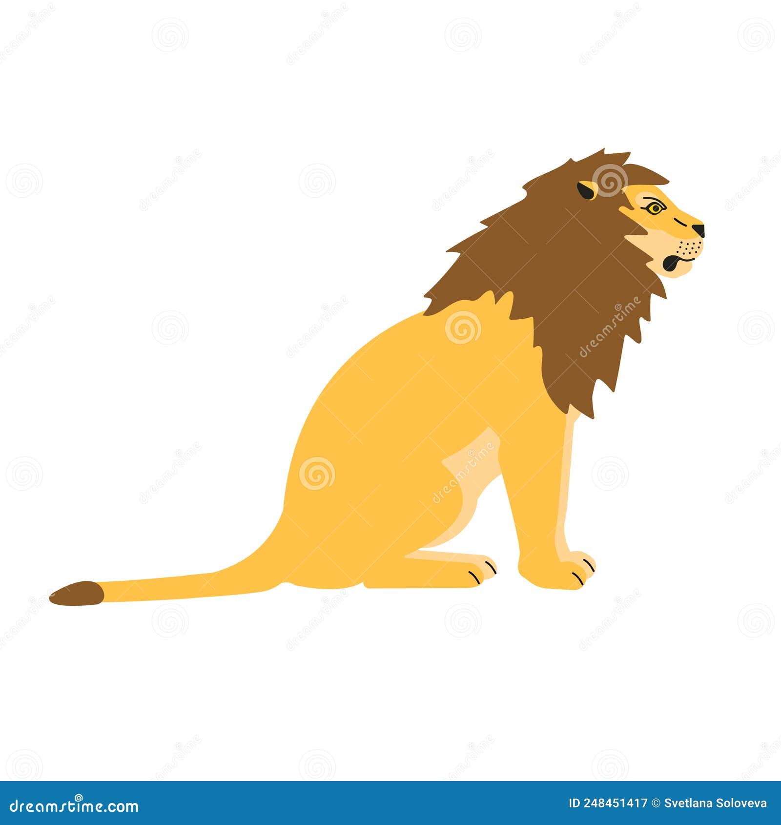 Vector flat sitting lion stock vector. Illustration of carnivore ...