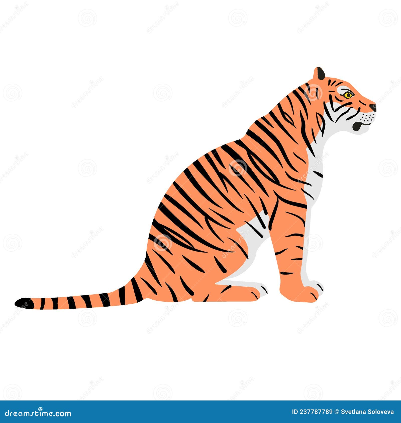 Vector flat sitting tiger stock vector. Illustration of icon - 237787789