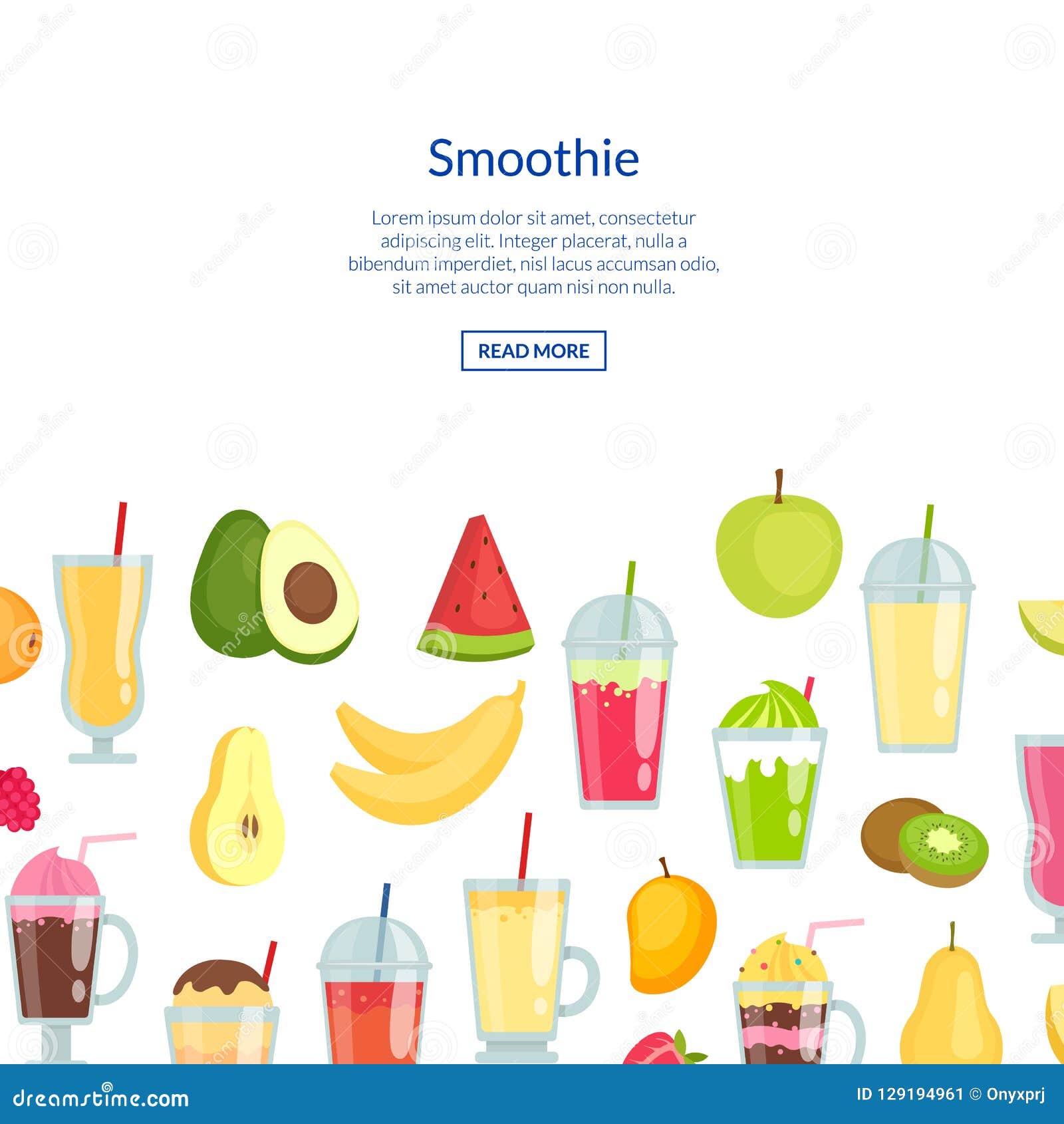 Vector Flat Smoothie Banner with Place for Text Illustration Stock ...