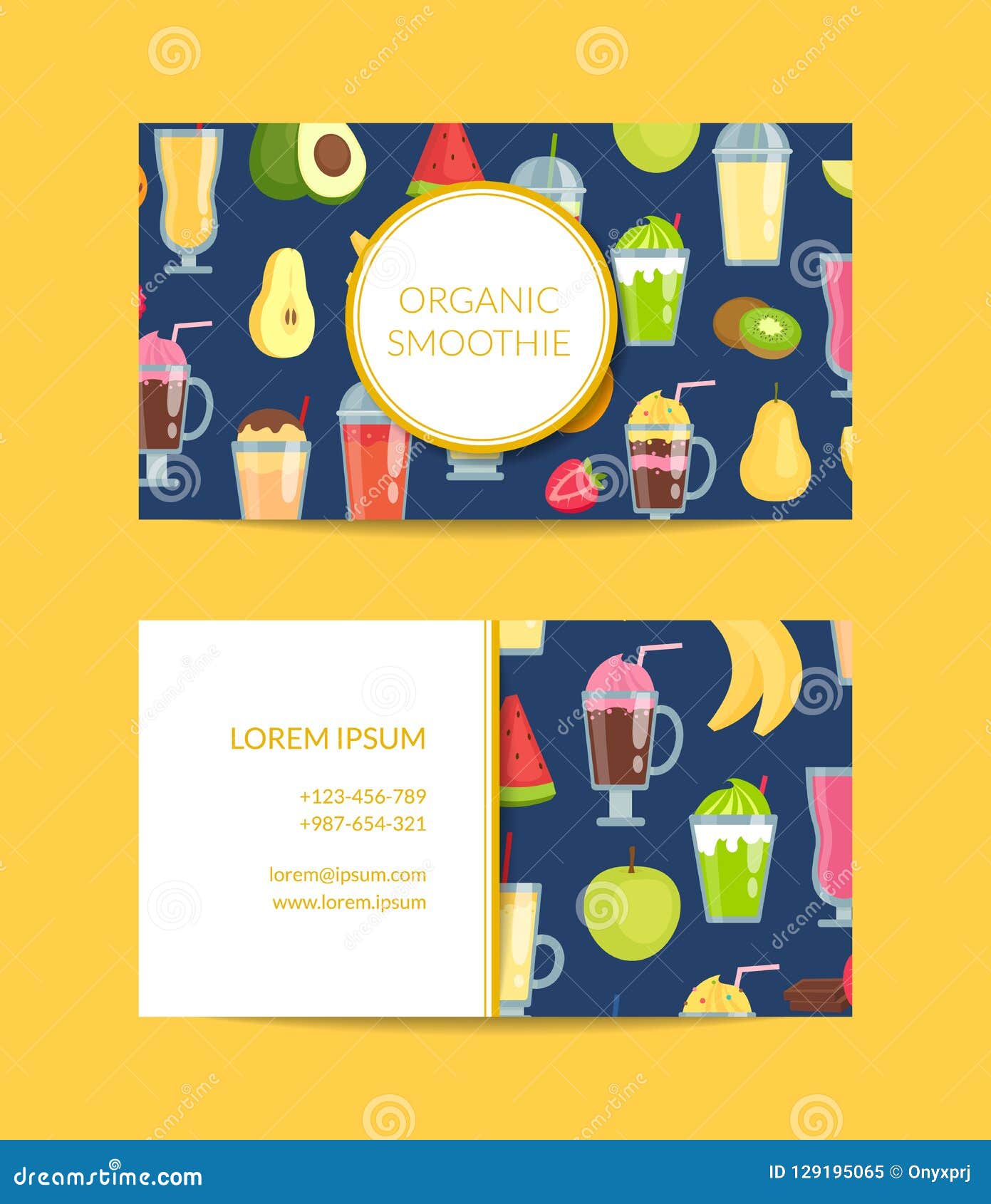 Vector Flat Smoothie Elements Business Card Template Illustration Stock ...